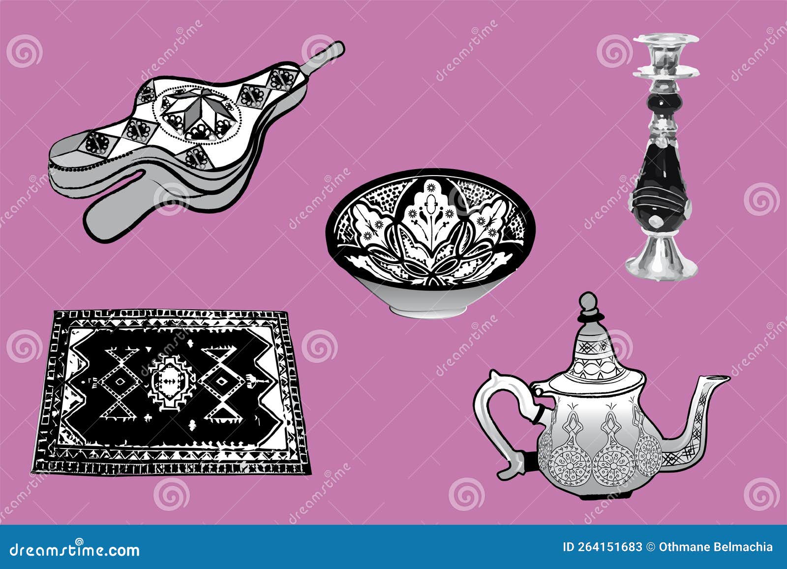 Morocco Travel Collection of Icons, Moroccan Cultural Symbols SET Stock ...