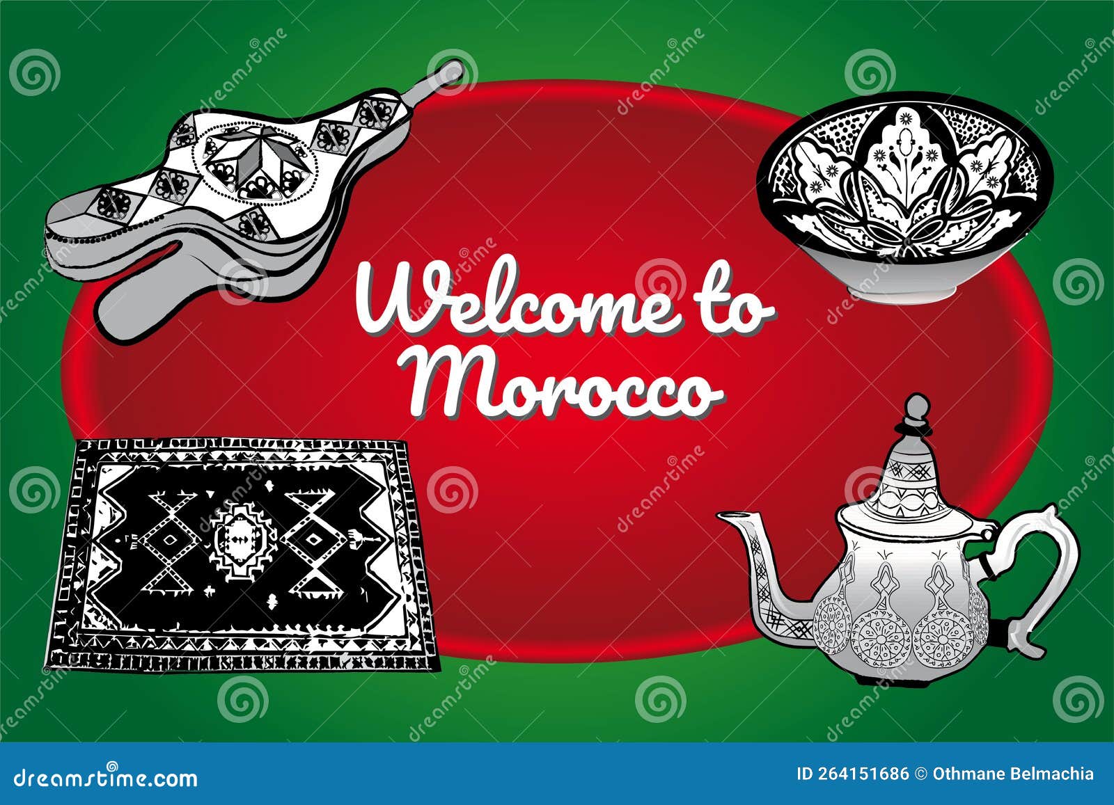 Moroccan Cultural Symbols, Morocco with Country Icons Stock Vector ...