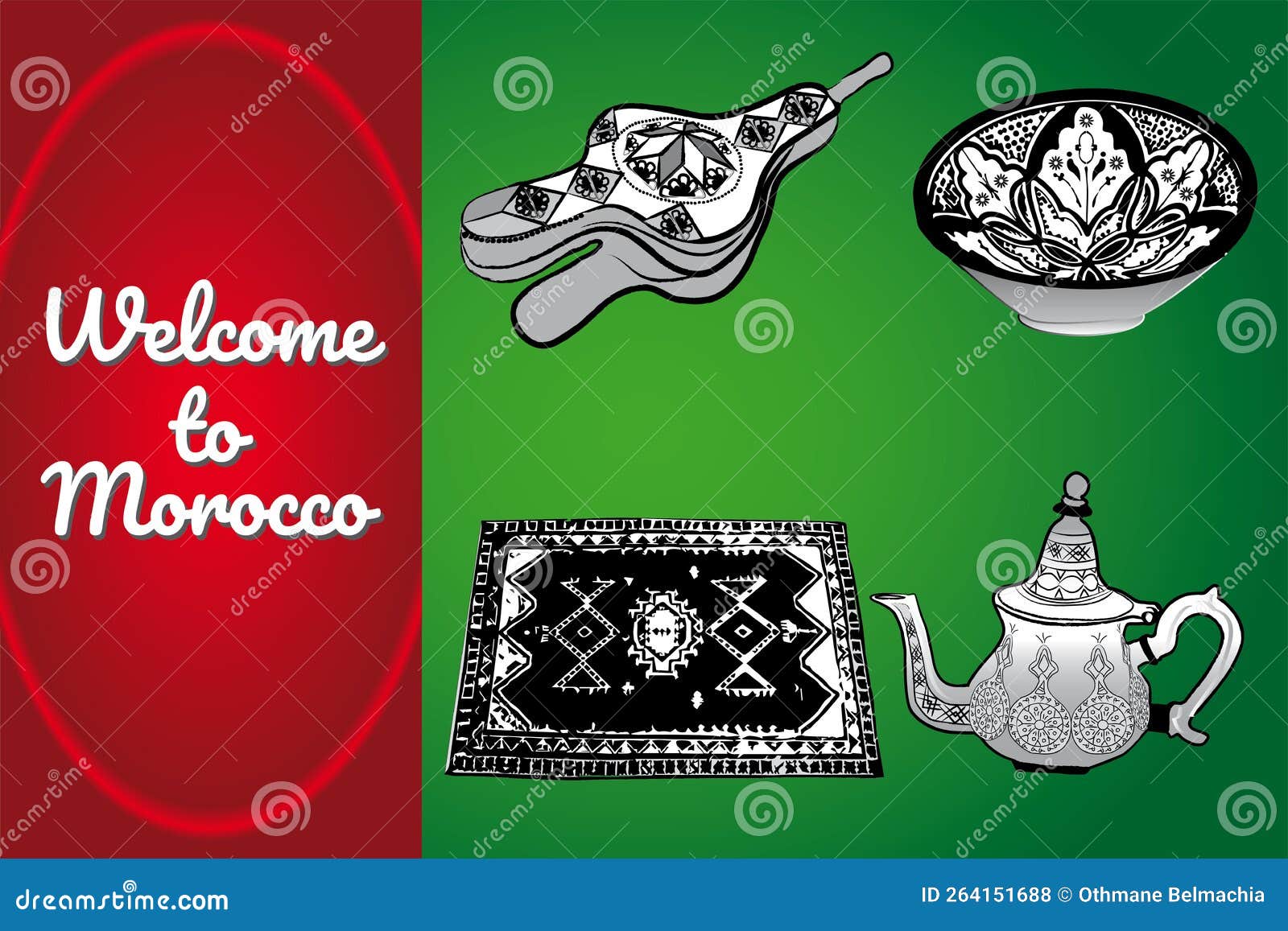 Moroccan Cultural Symbols, Morocco with Country Icons Stock Vector ...