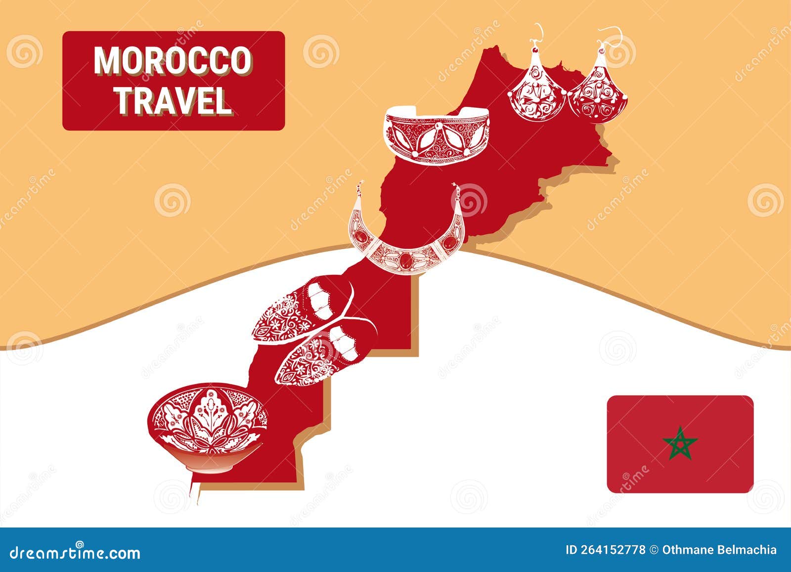 Morocco Travels, Moroccan Cultural Symbols SET, Kingdom Of Morocco Map ...