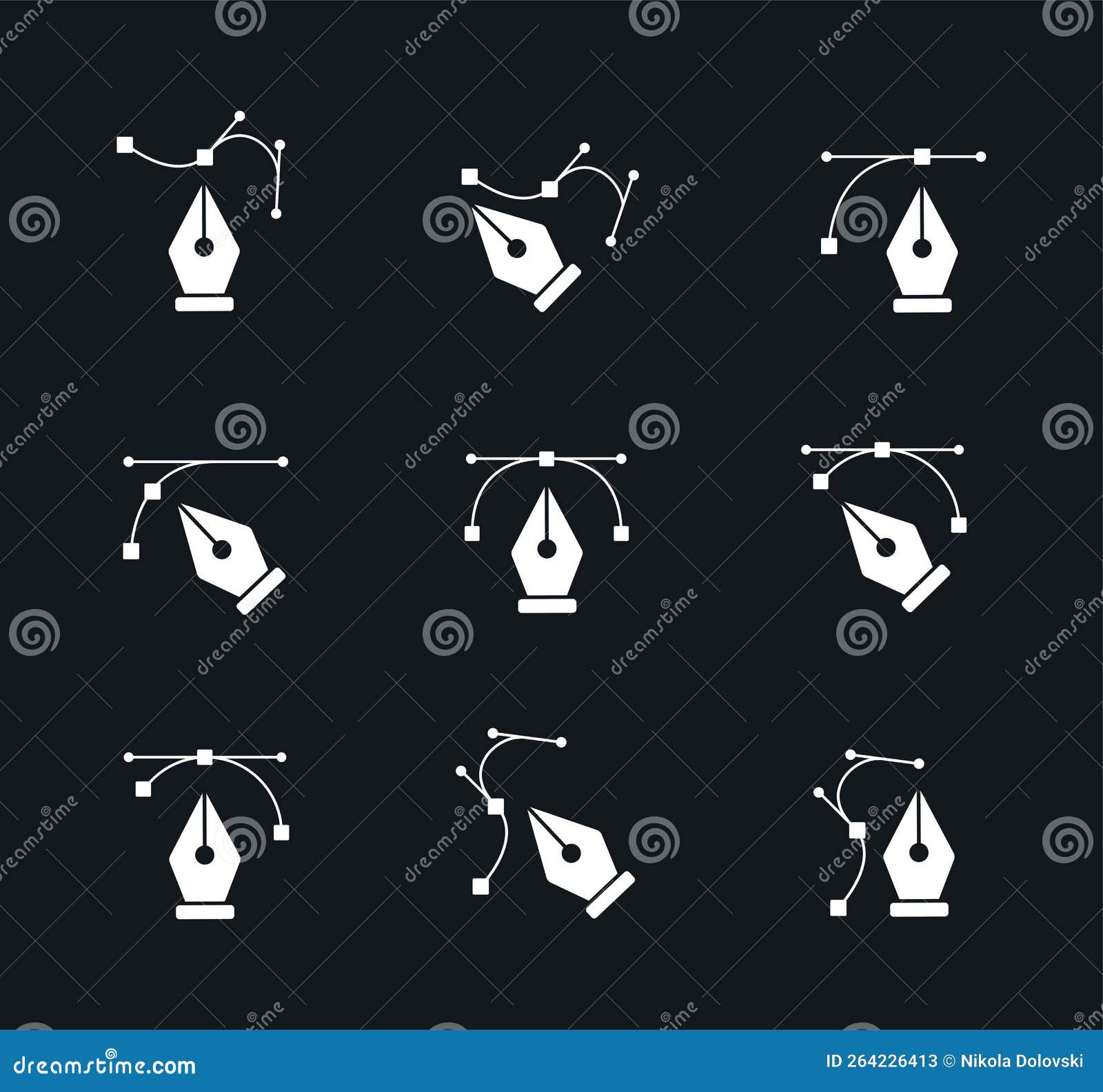 Pen Tool Cartoon Icon Vector Set Collection, Ink Drawing and Writing ...