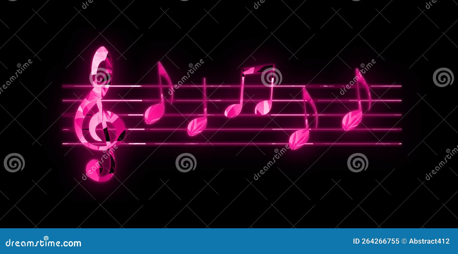 Luminous Musical Background with Neon Glow Musical Notes and G-clef ...