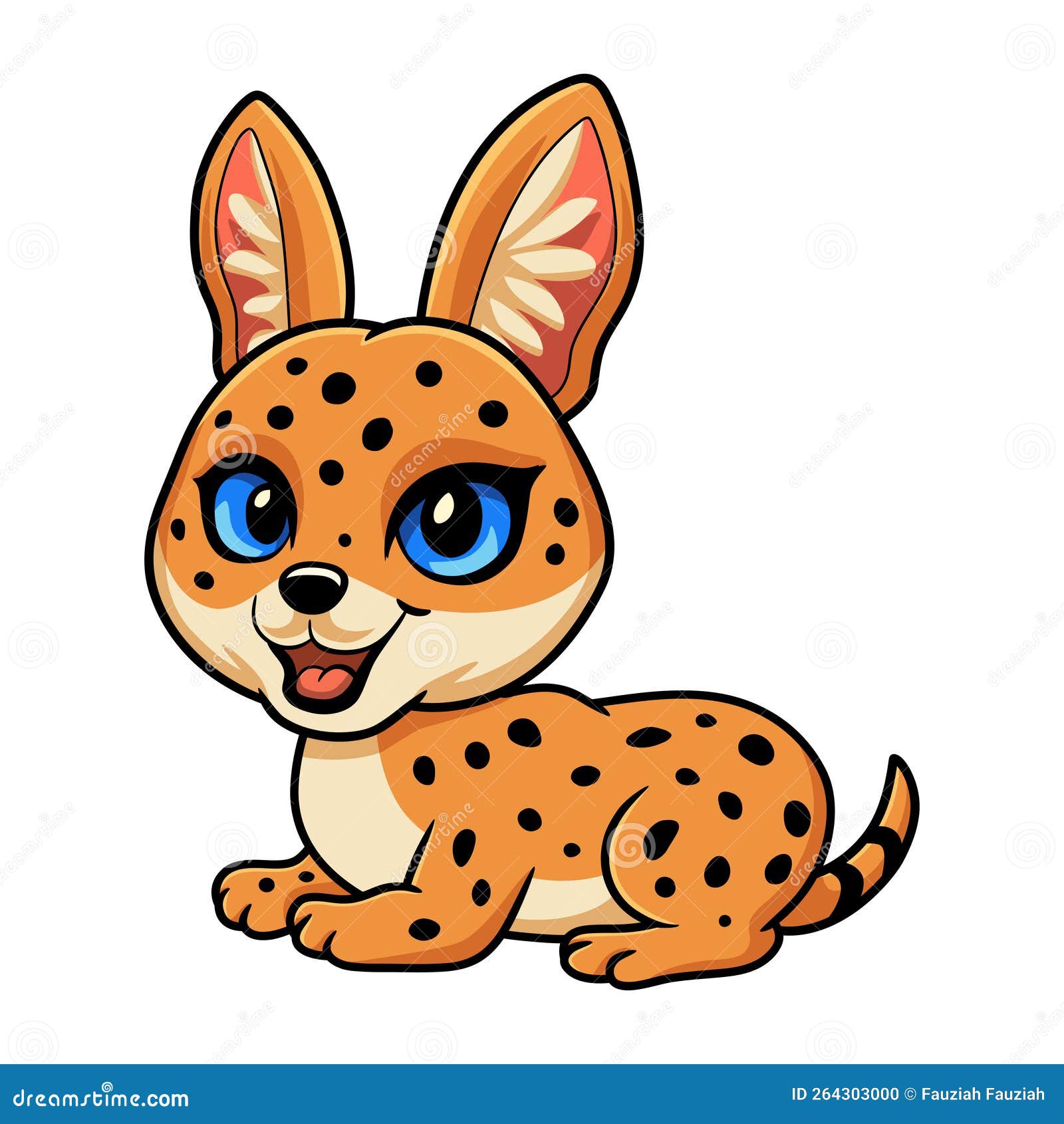Cute Serval Cat Cartoon Sitting Stock Vector - Illustration of design ...