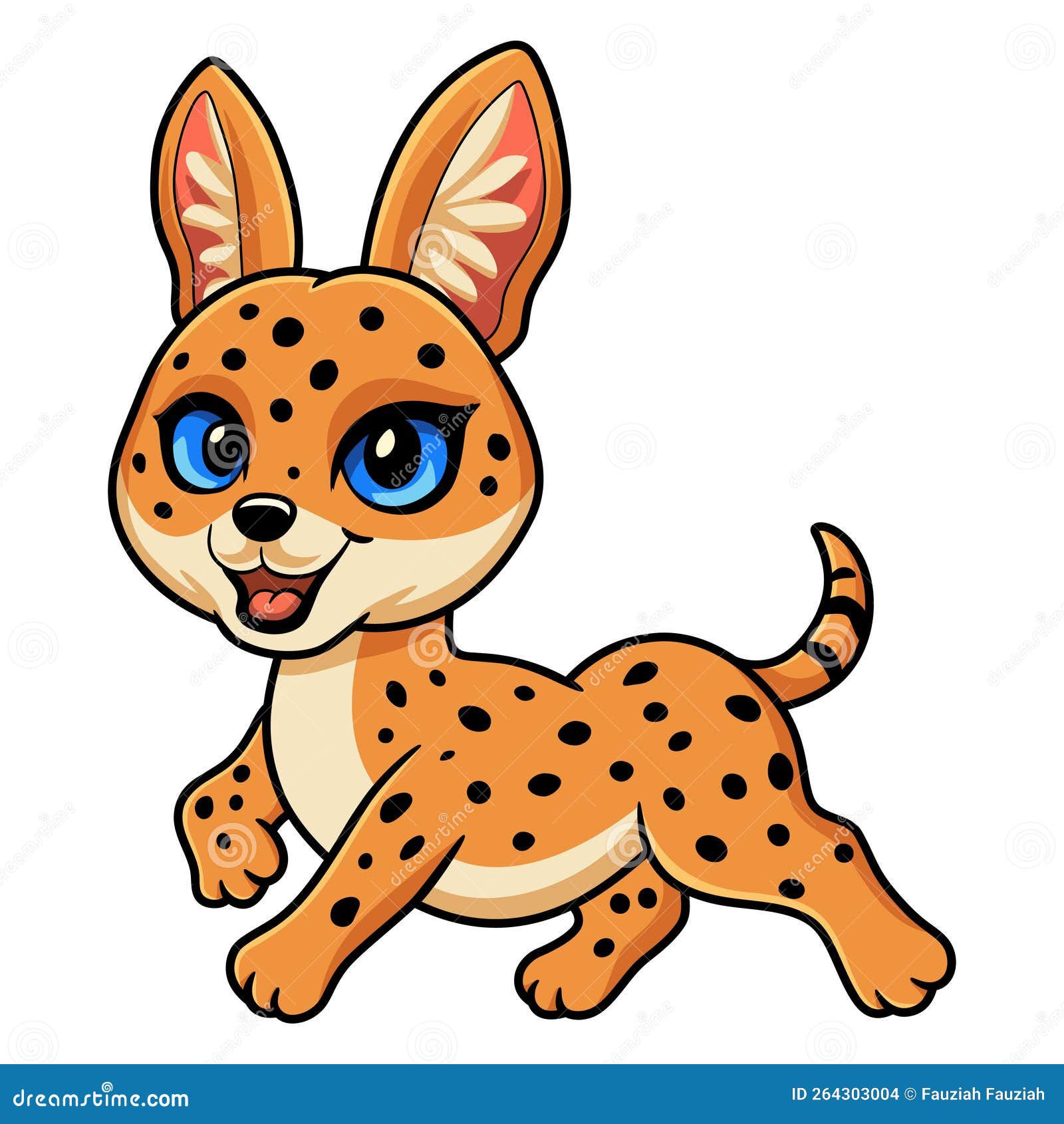 Cute Serval Cat Cartoon Walking Vector Illustration | CartoonDealer.com ...