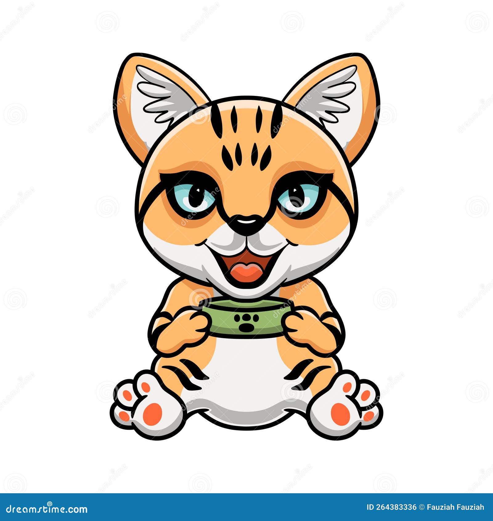 Cute Sand Cat Cartoon Holding Food Bowl Stock Vector - Illustration of ...