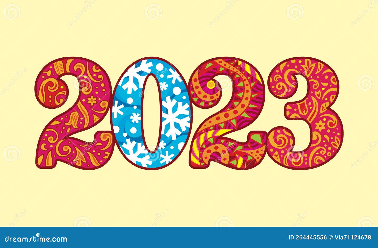 New 2023 Year Number Decorated Digits Stock Vector - Illustration of ...