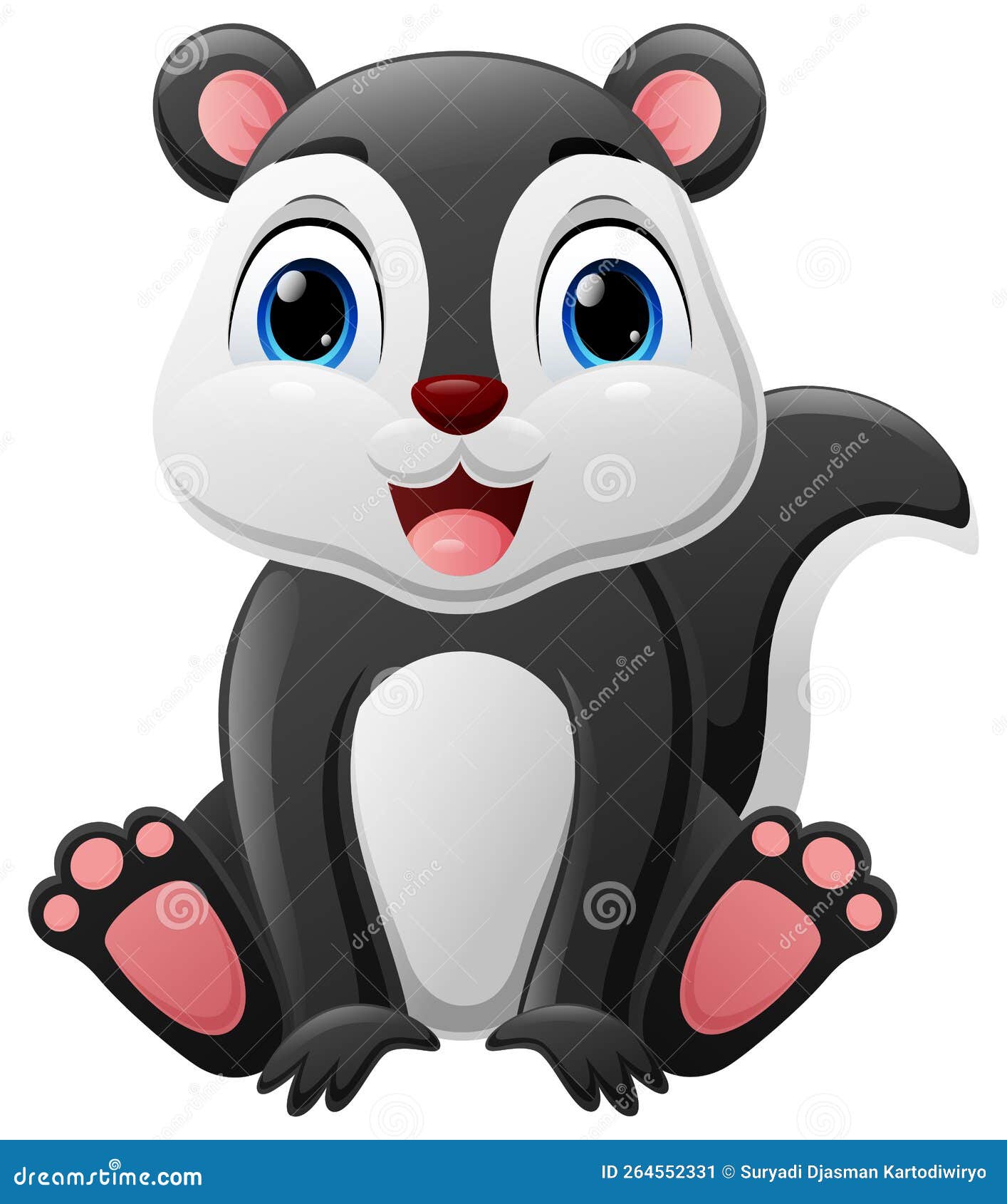 Baby Skunk Chibi Cartoon Background Holding Gift Box | CartoonDealer ...