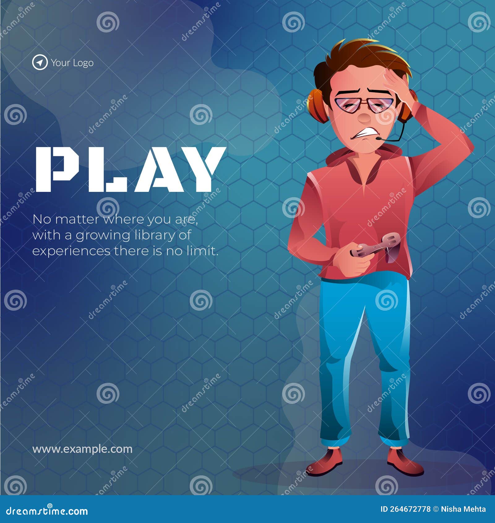 Banner design of play time stock vector. Illustration of headset ...
