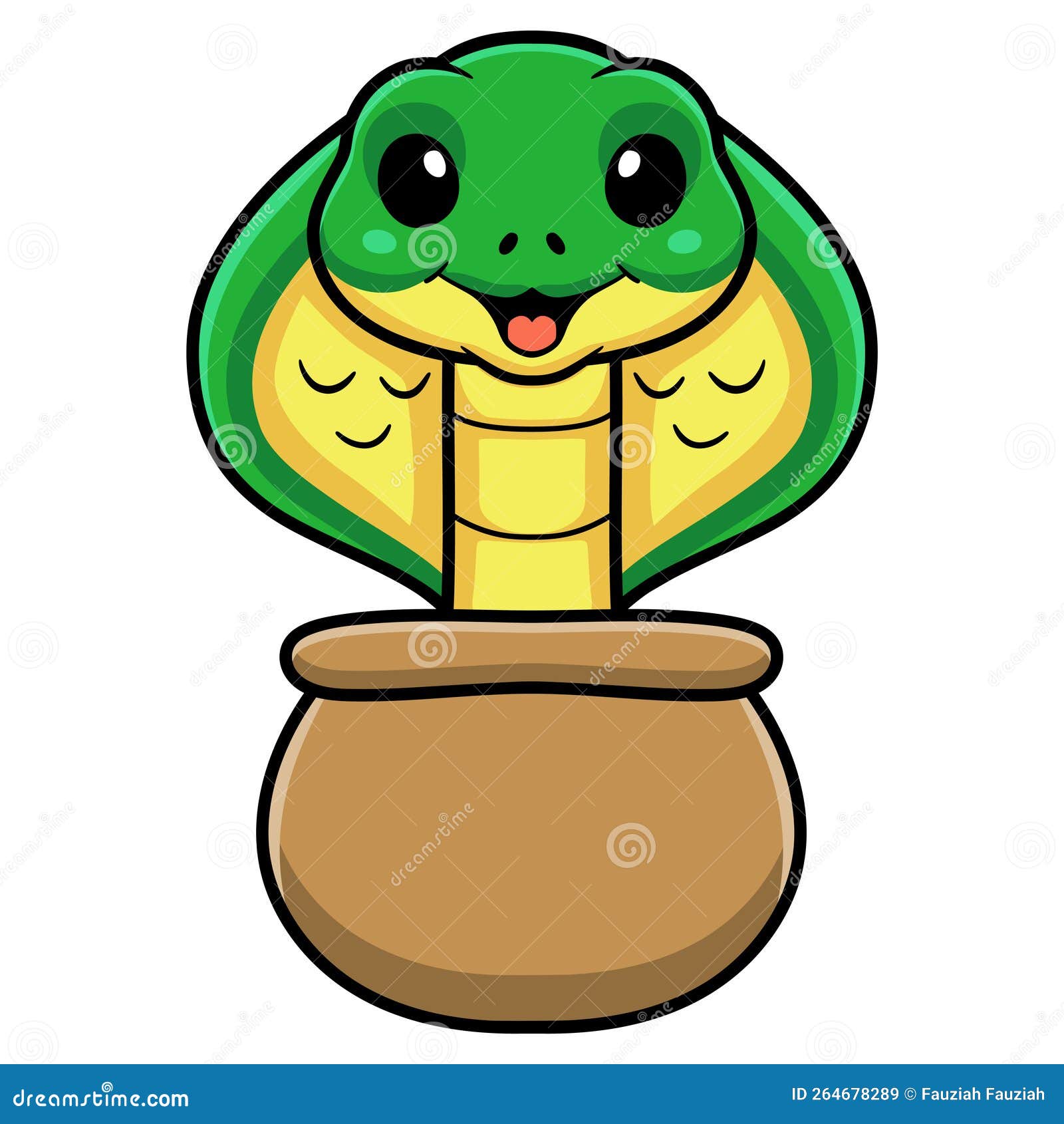 Cute Little Cobra Snake Cartoon Out from Bag Stock Vector ...