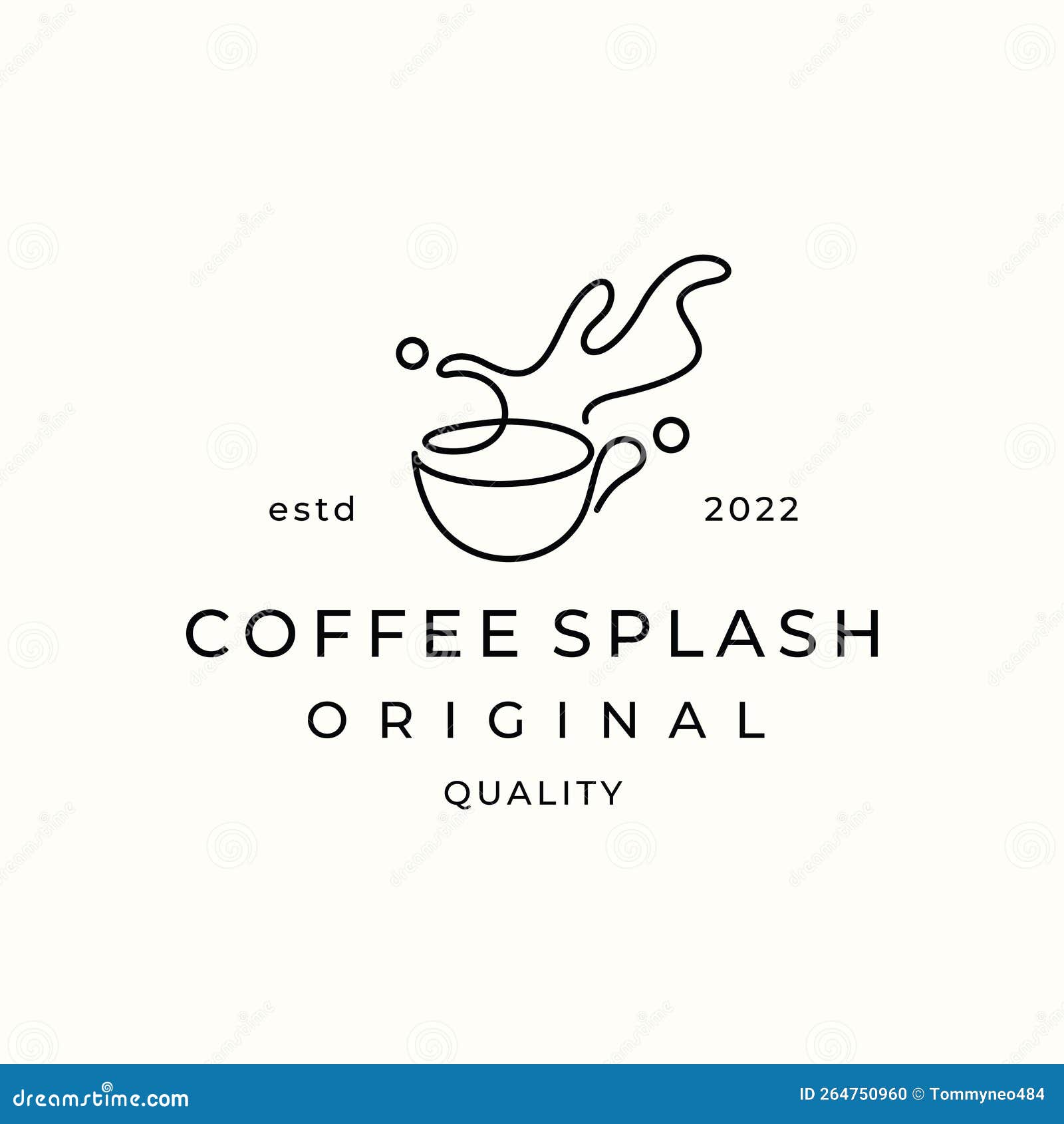 Coffee Splash in Cup Line Art Logo Design Vector Illustration Stock ...