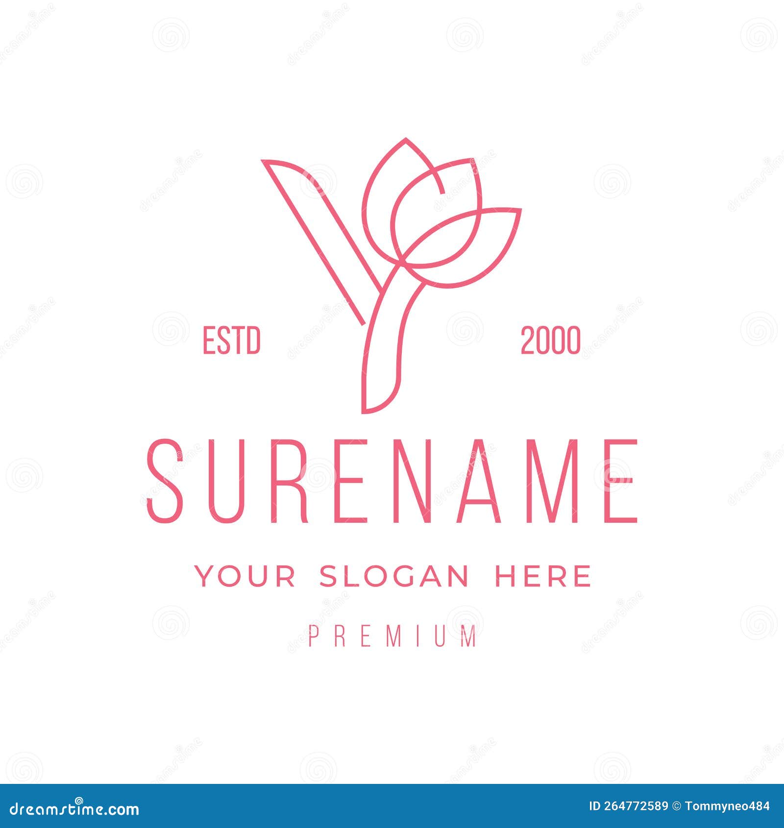 Alphabet Y Flower Line Art Logo Design Vector Illustration Stock Vector ...