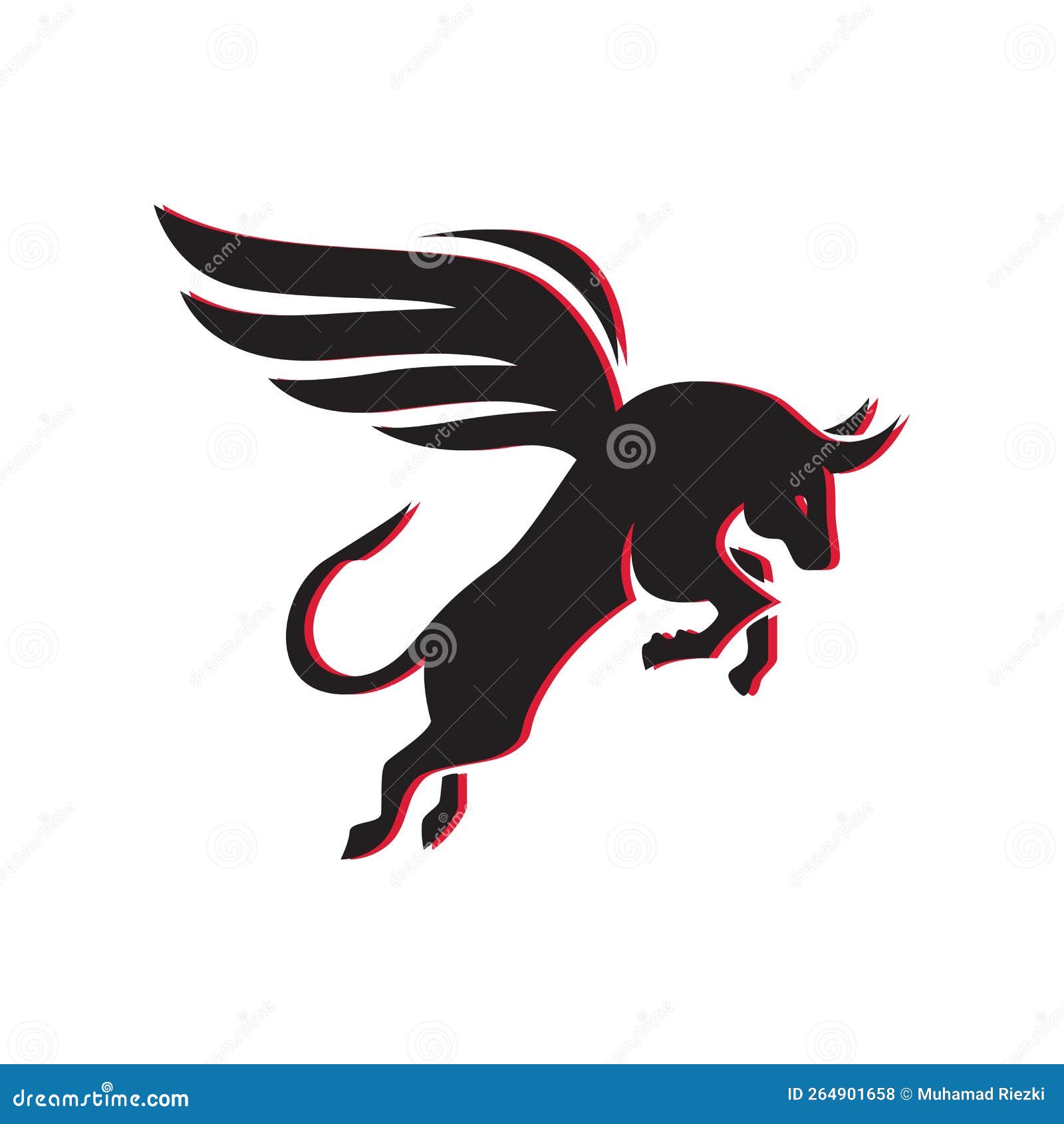 Bull and Wings Logo Creative Design. Flying Bull Icon Vector ...