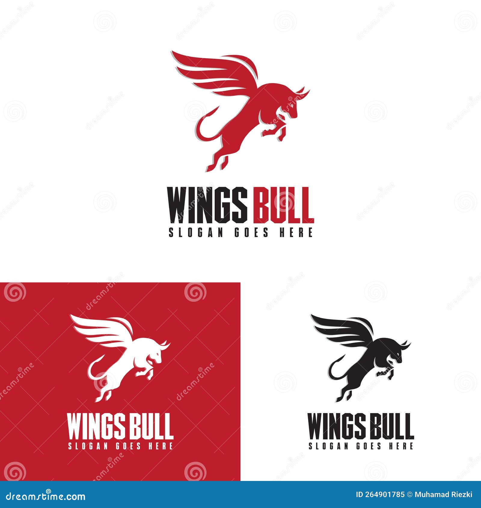 Bull and Wings Logo Creative Design. Flying Bull Icon Vector ...