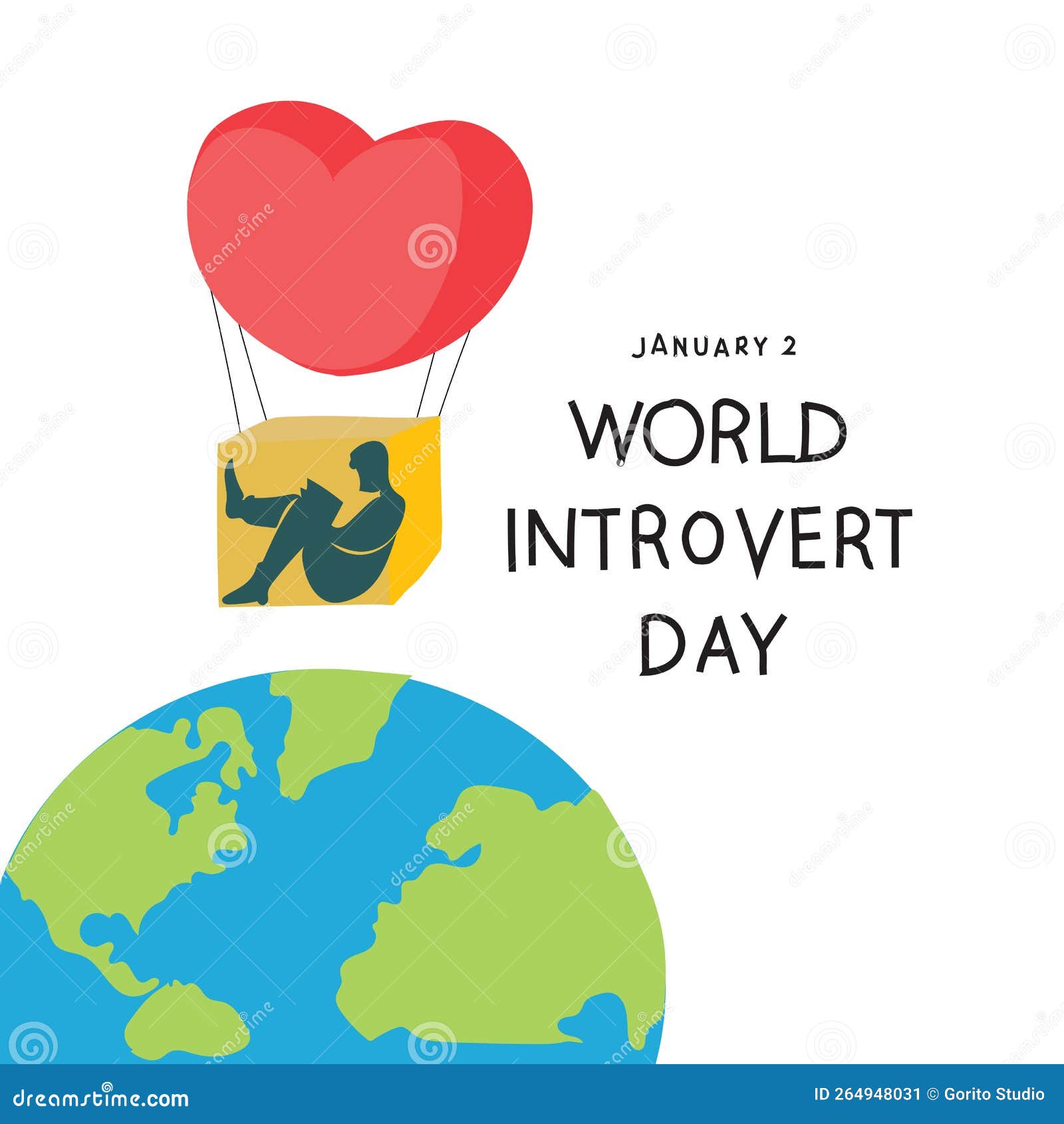 Vector World Introvert Day is Celebrated Every Year on 2 January Stock ...