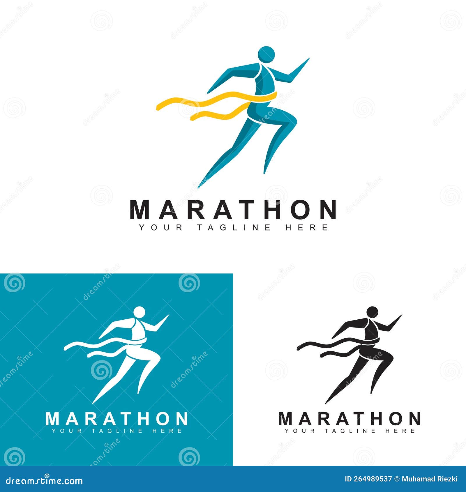 Marathon Run Creative Logo with Ribbon. Icon Vector Illustration. Eps2 ...