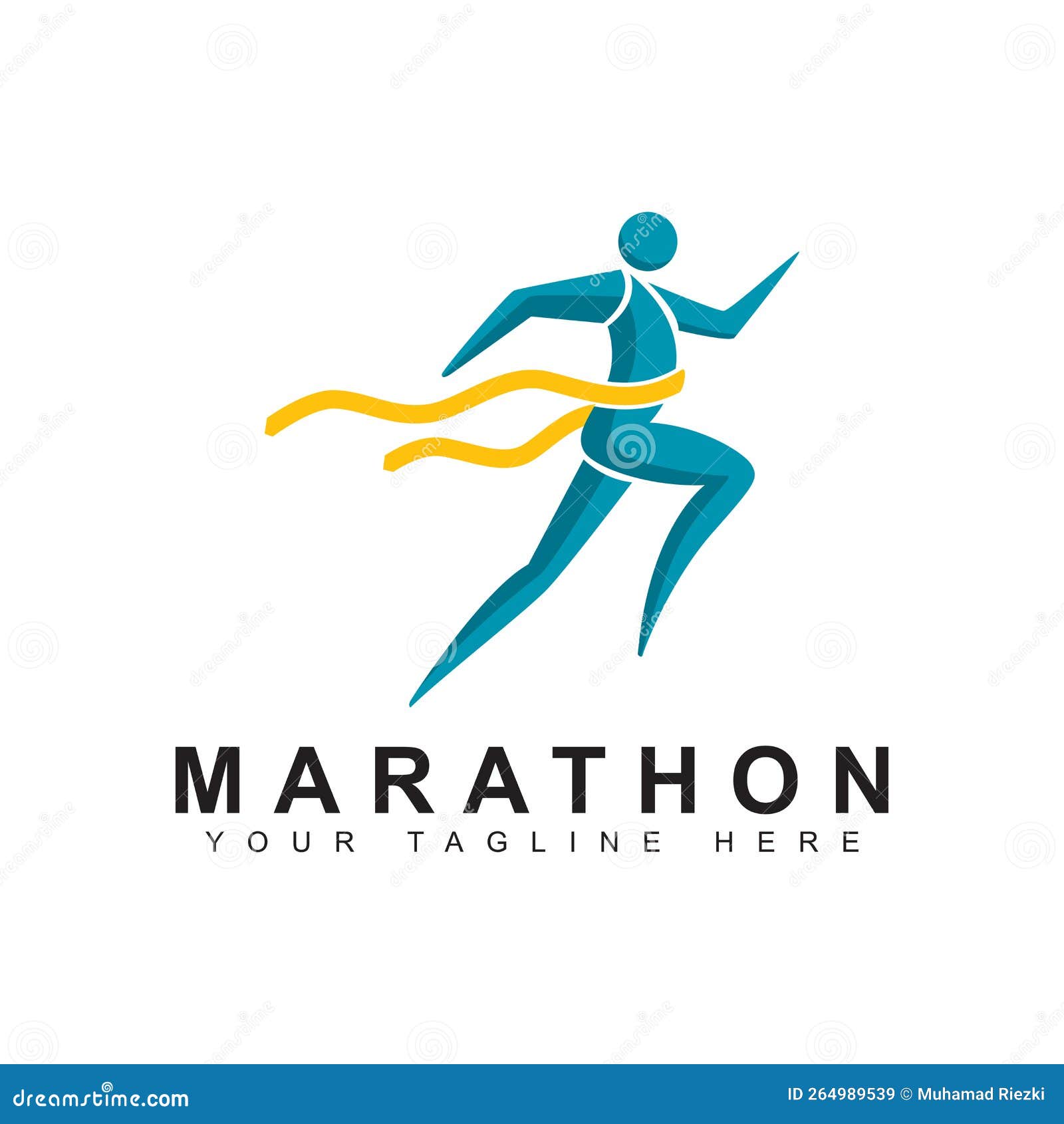 Marathon Run Creative Logo with Ribbon. Icon Vector Illustration Stock ...