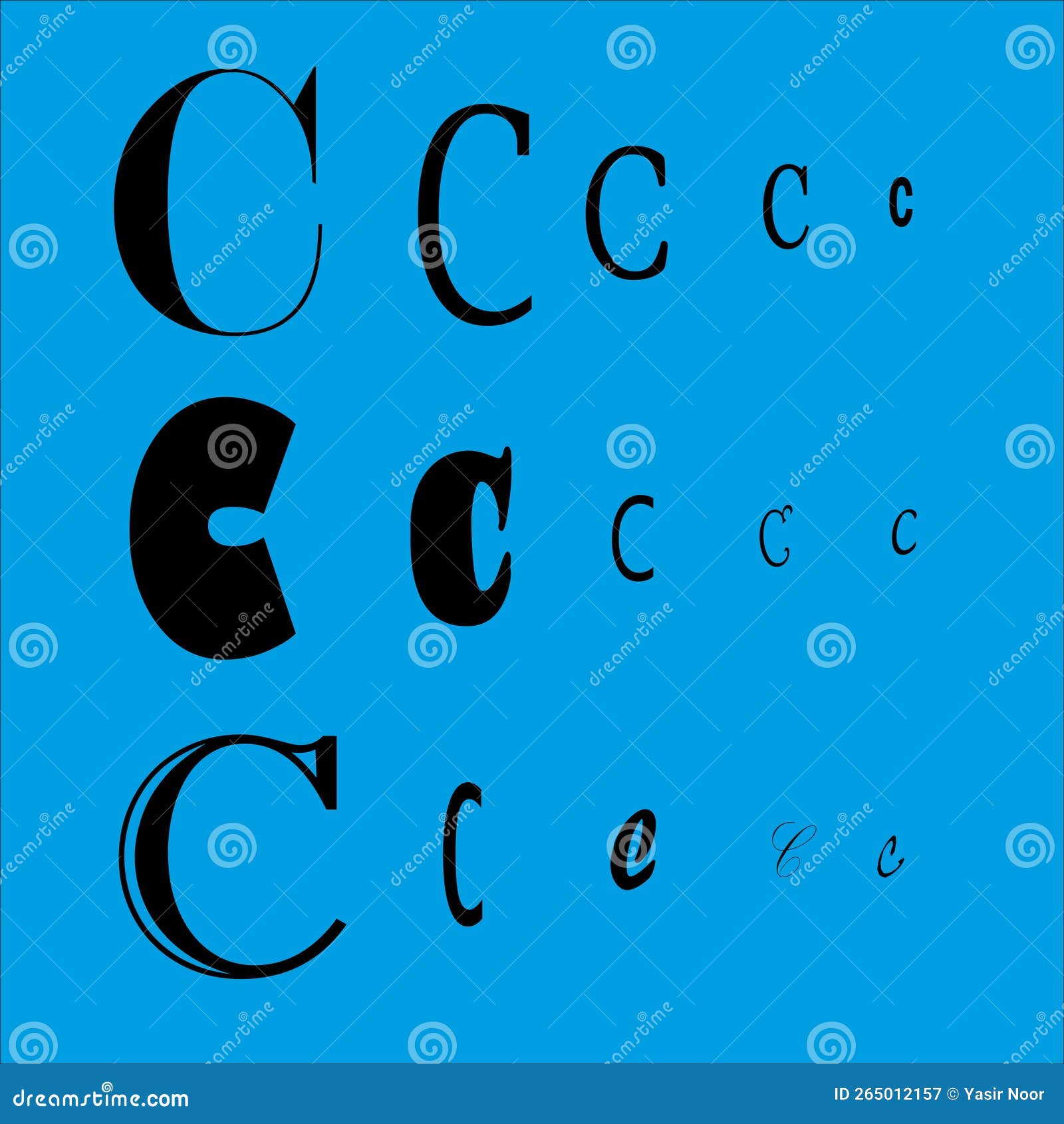 C LETTER - CAPITAL SIZE in Different Font Style Stock Illustration ...