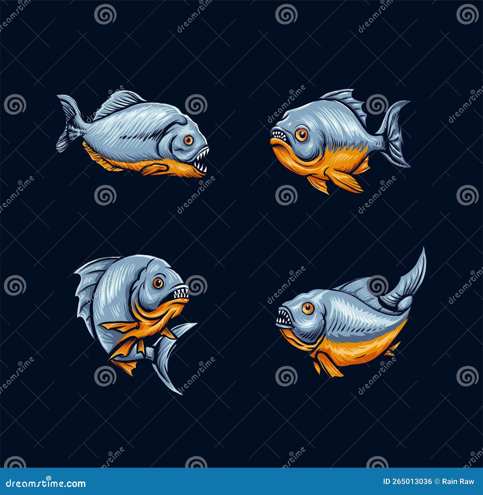 Piranha Fish Predator Mascot Vector Illustration Stock Vector ...