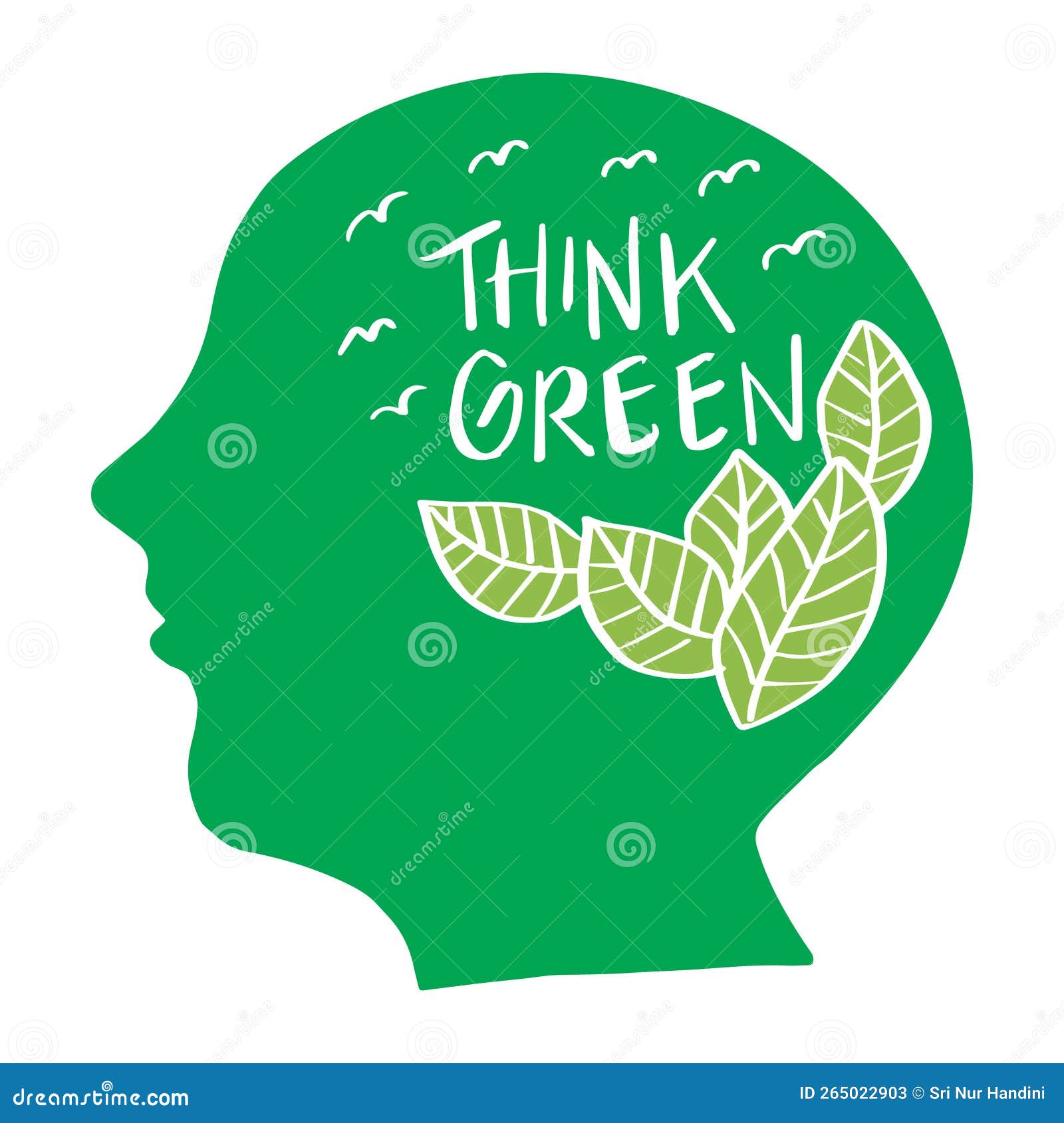 Think Green Eco Human Head Silhouette. Stock Illustration ...