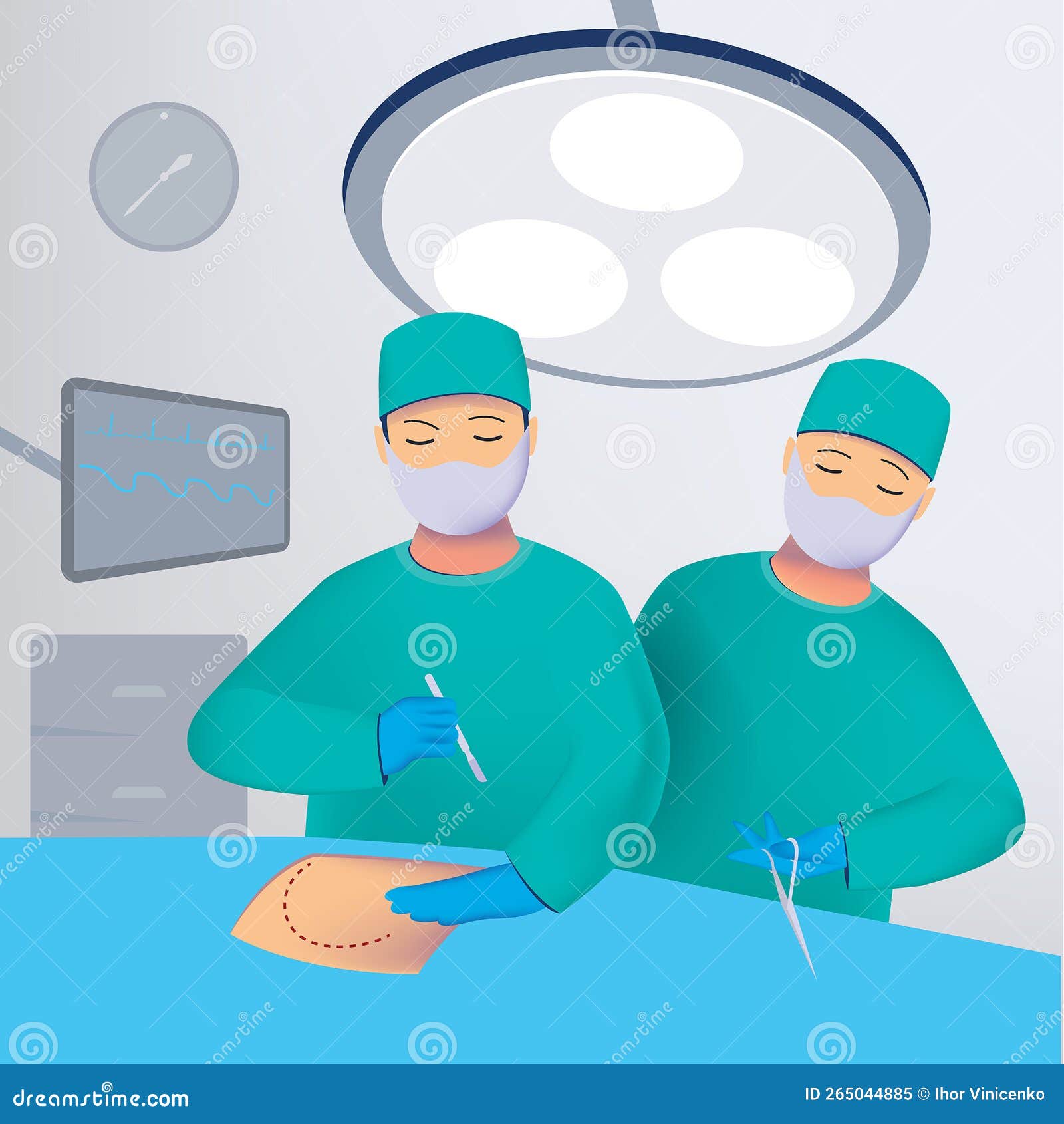Surgeon and Assistant at the Operating Table. Stock Vector ...