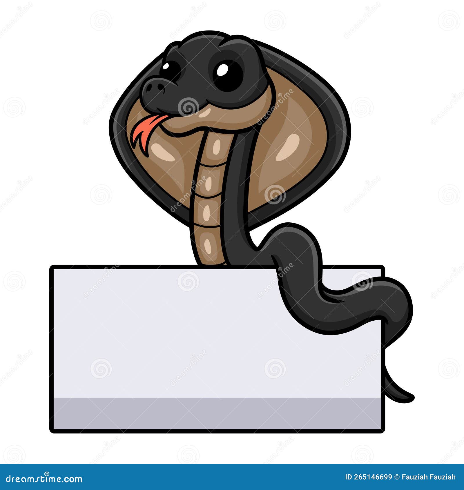 Cute Javan Spitting Cobra Cartoon with Blank Sign Stock Vector ...