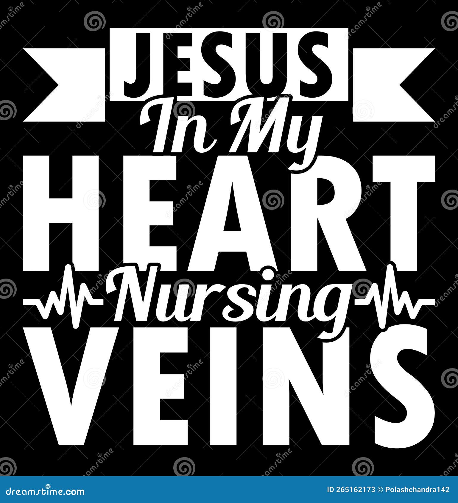 Jesus in My Heart Nursing in My Veins Typography Vintage Style Design ...