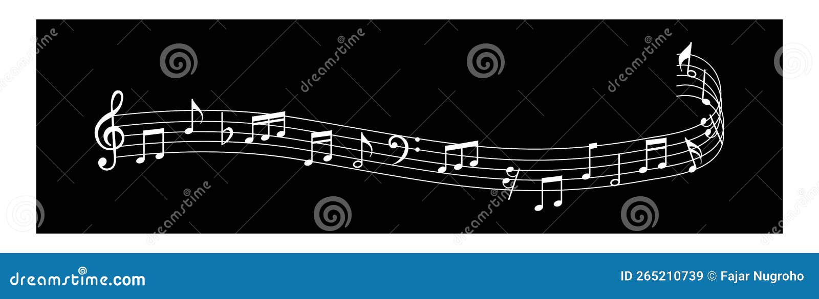 Music Notes Wave, Musical Notes on Vector Illustration on Black ...