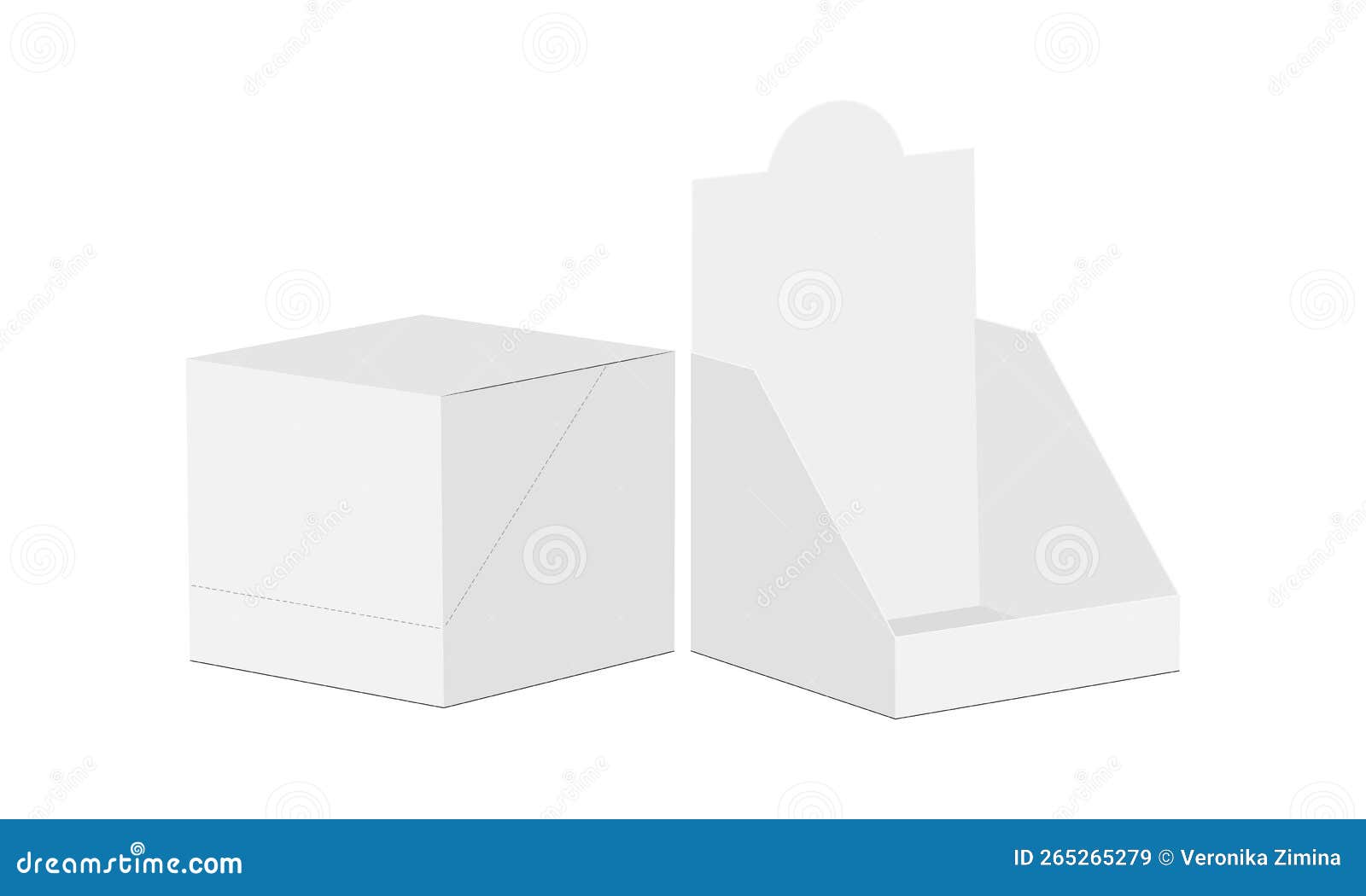 Square Counter Display Box Opened and Closed Mockup Stock Vector ...