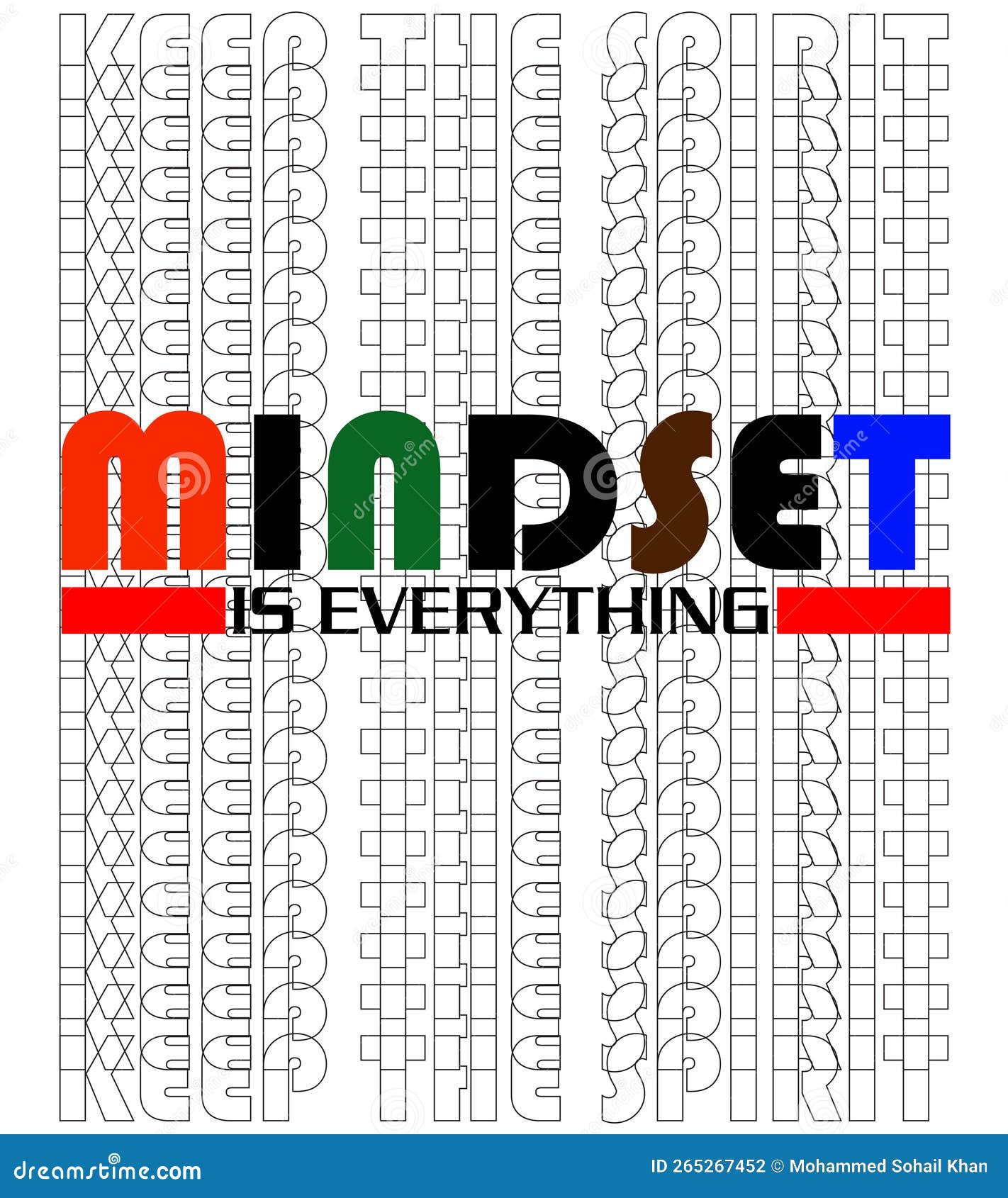 This Vector Design Contains the Words Mindset Keep the Spirit Abstract ...