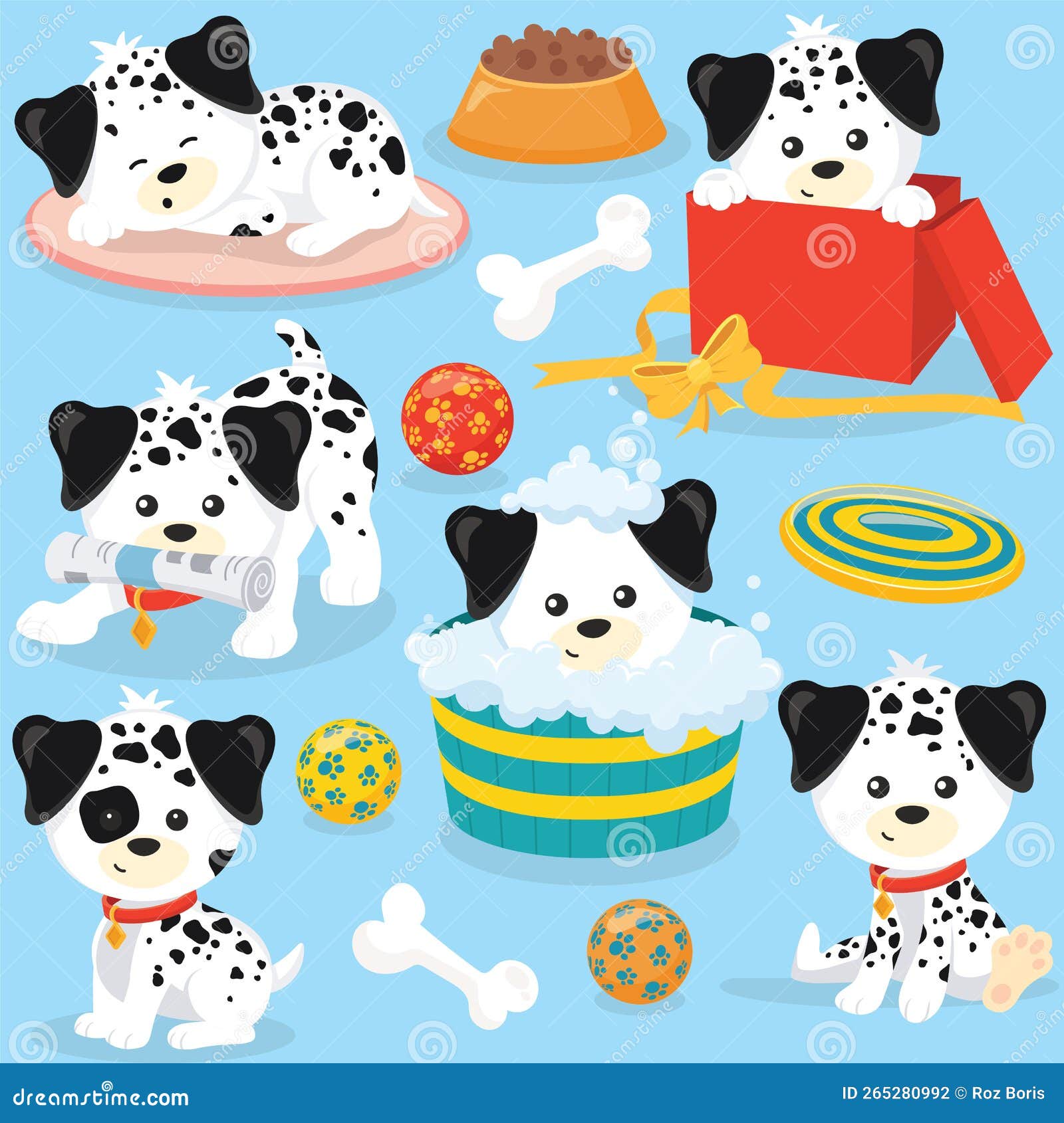 Dalmatian Puppies Hand Drawn Vector Artwork Stock Vector - Illustration ...