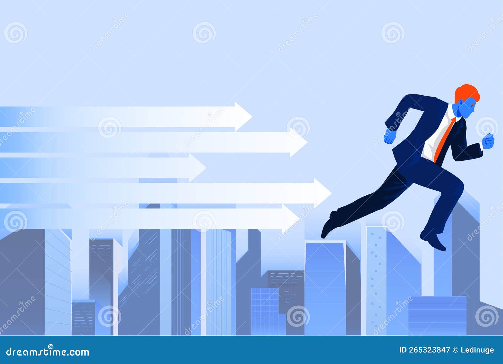 Business Arrow Concept with Businessman on Arrow Running To Success ...