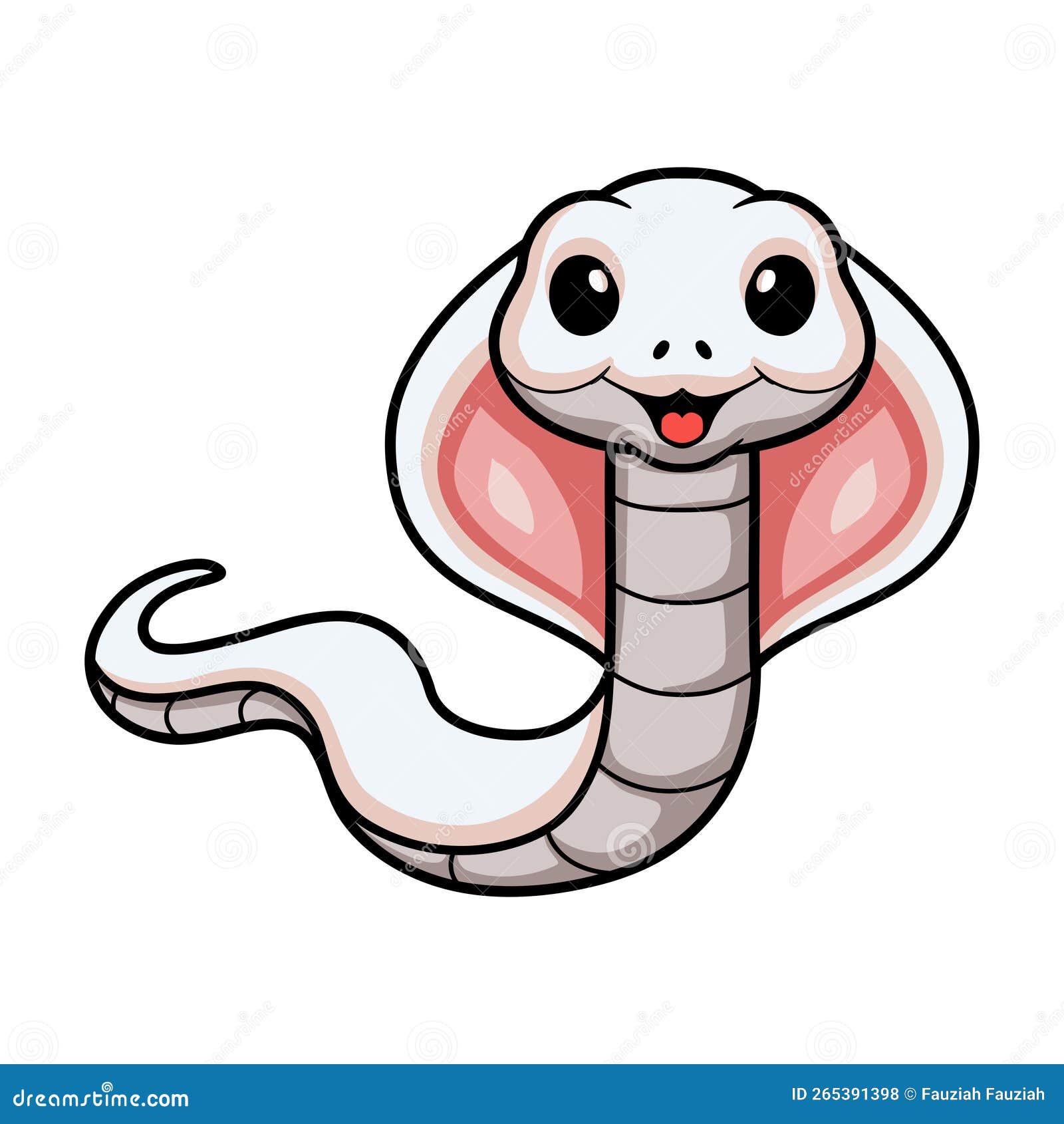 Cute Leucistic Cobra Snake Cartoon Vector Illustration | CartoonDealer ...