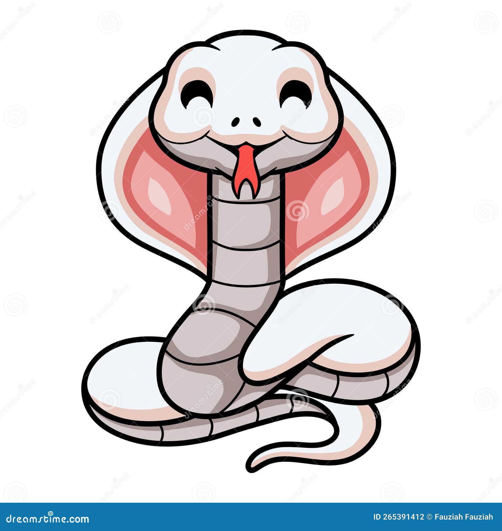 Cute Leucistic Cobra Snake Cartoon Stock Vector - Illustration of naja ...