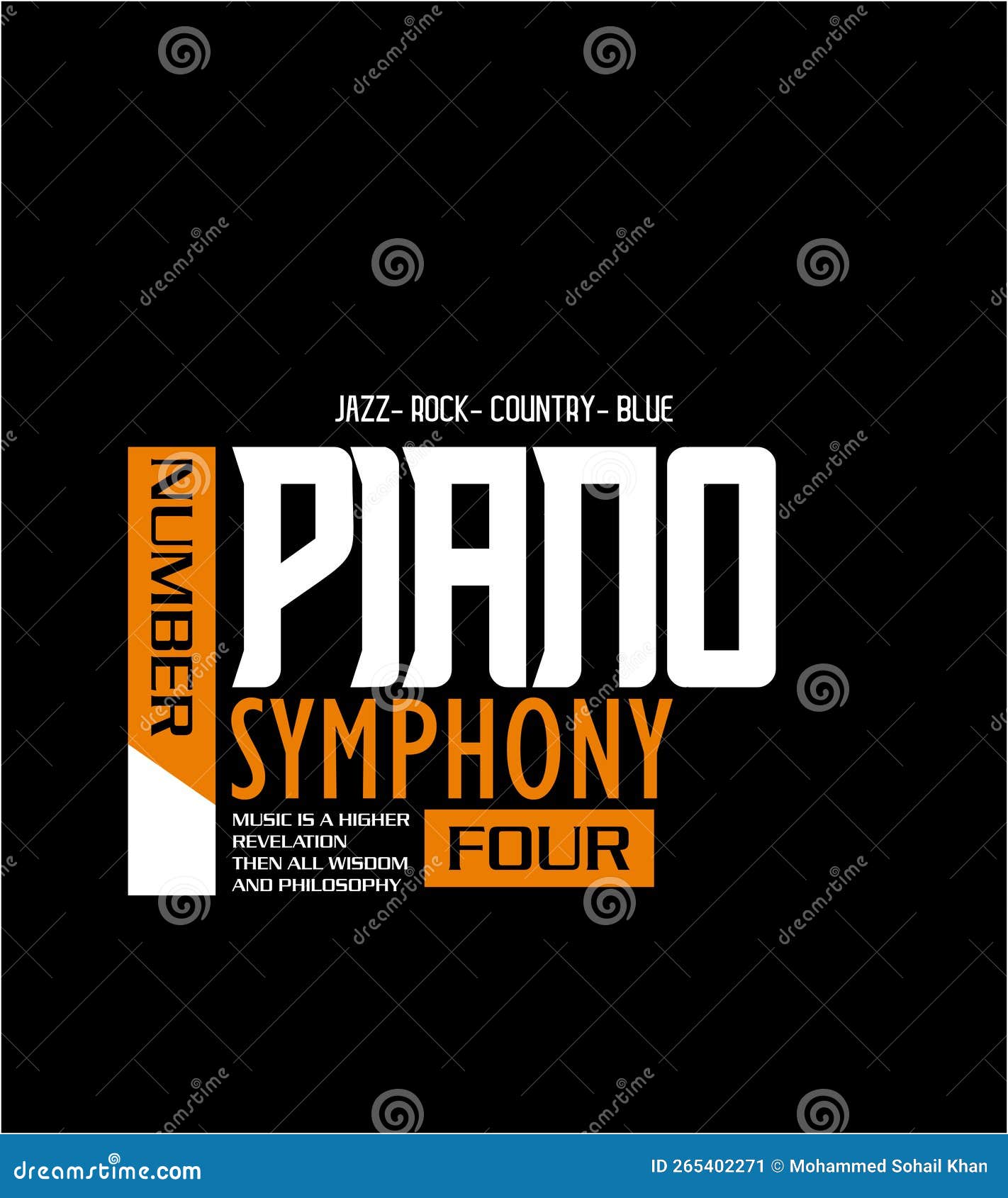 Vector Graphic Design of Lettering, Piano Symphony Number Four, Perfect ...