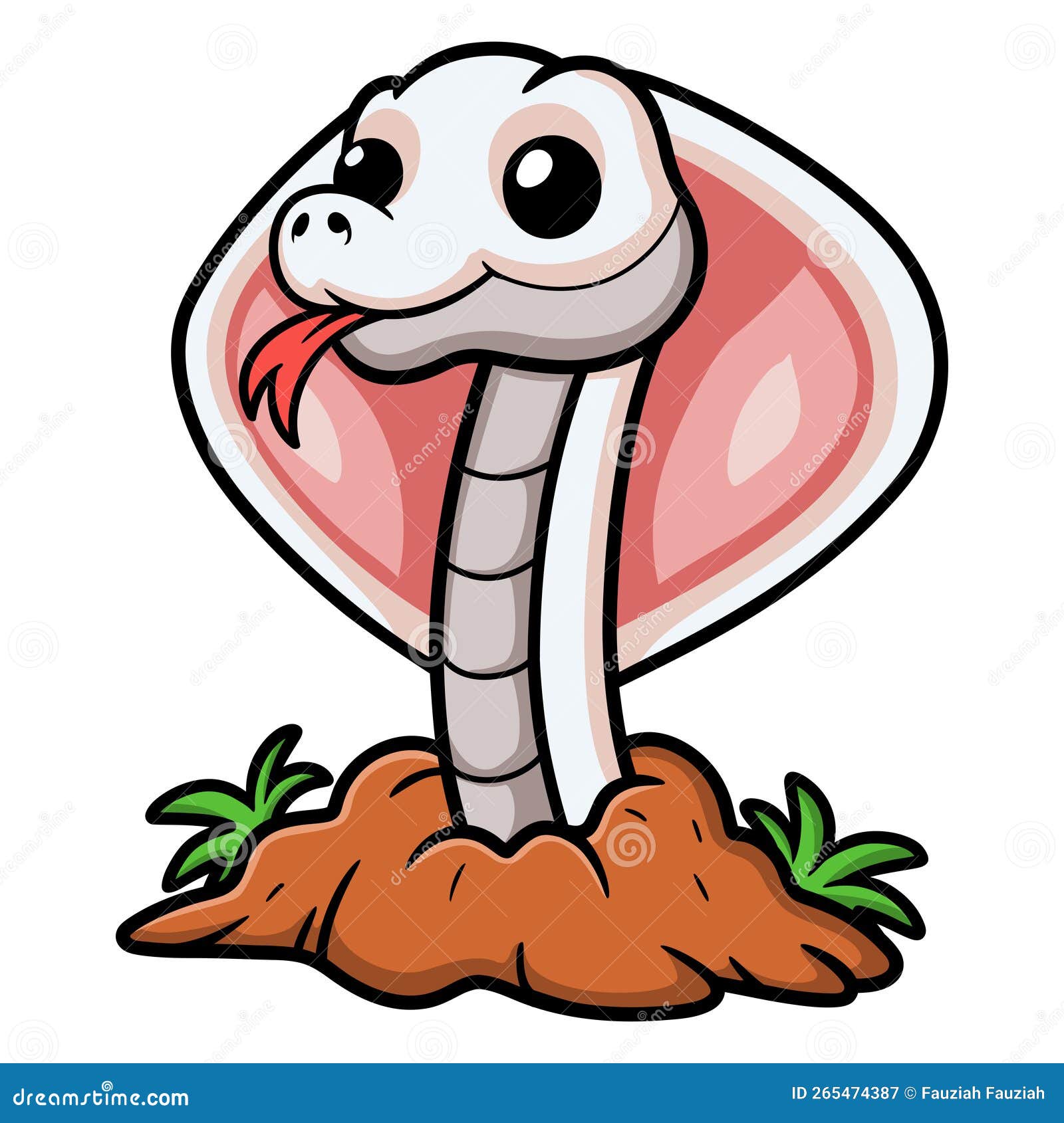 Cute Leucistic Cobra Snake Cartoon Out from Hole Stock Vector ...