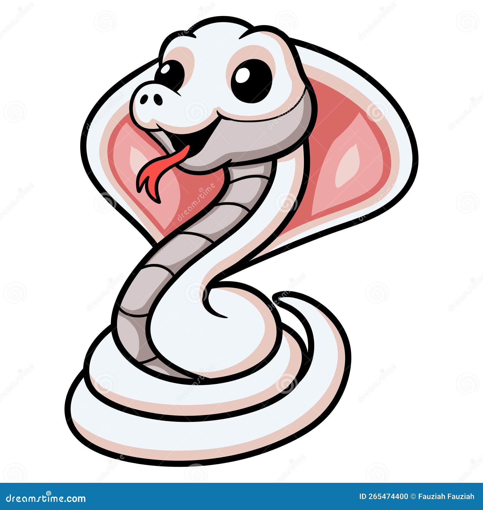Cute Leucistic Cobra Snake Cartoon Stock Vector - Illustration of funny ...
