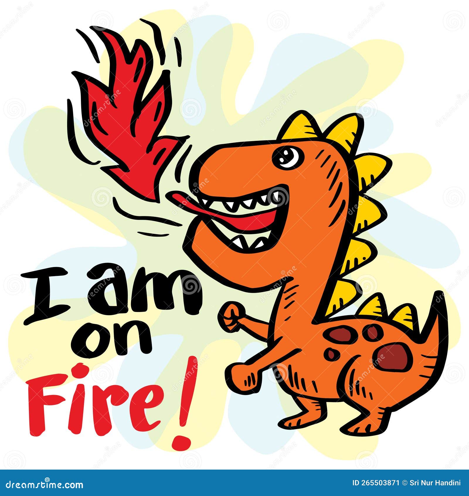 I am on Fire with Dinosaur Cartoon. Stock Illustration - Illustration ...