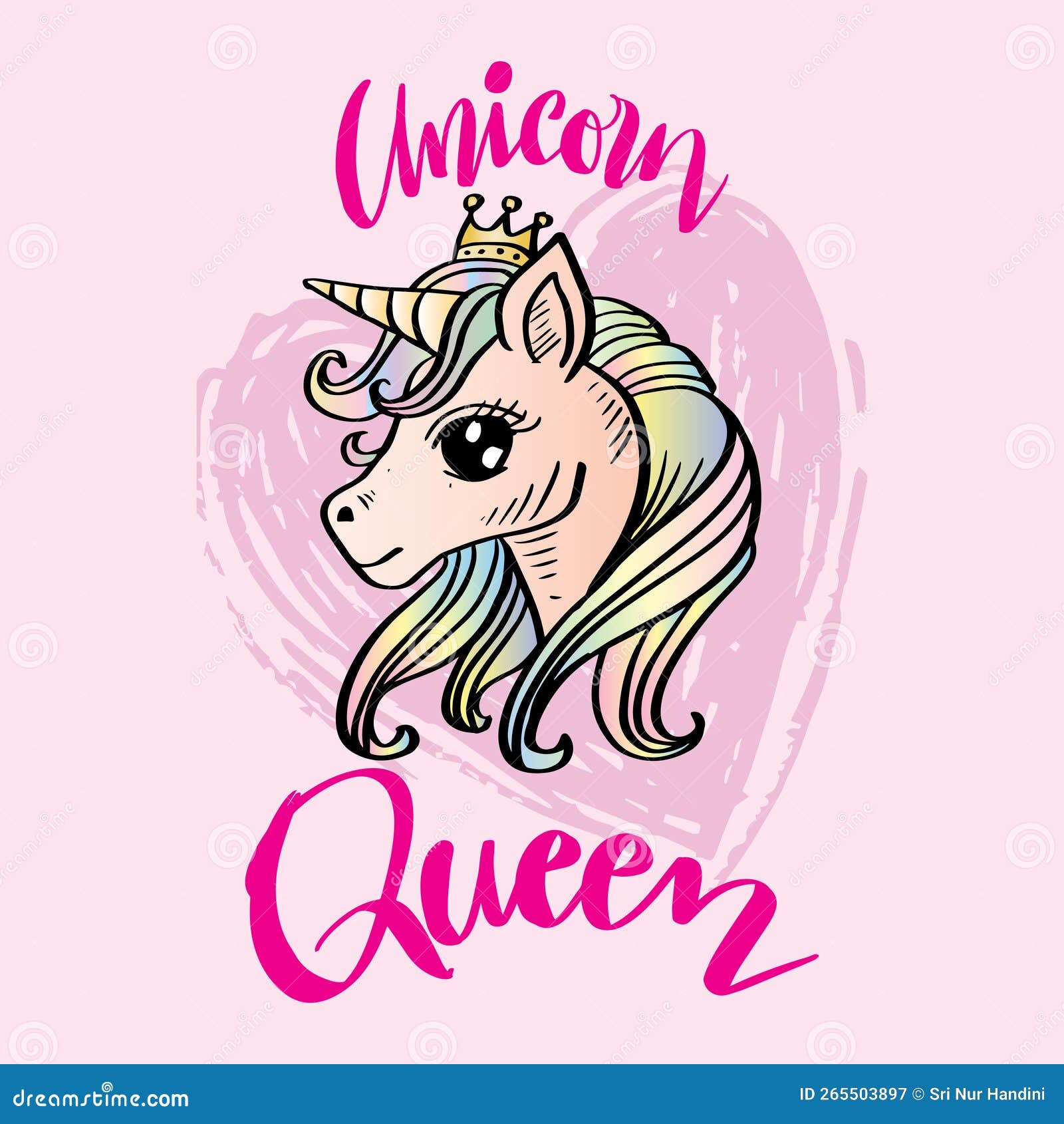 Unicorn Queen - Lettering With Crown On Isolated Background. Stock ...