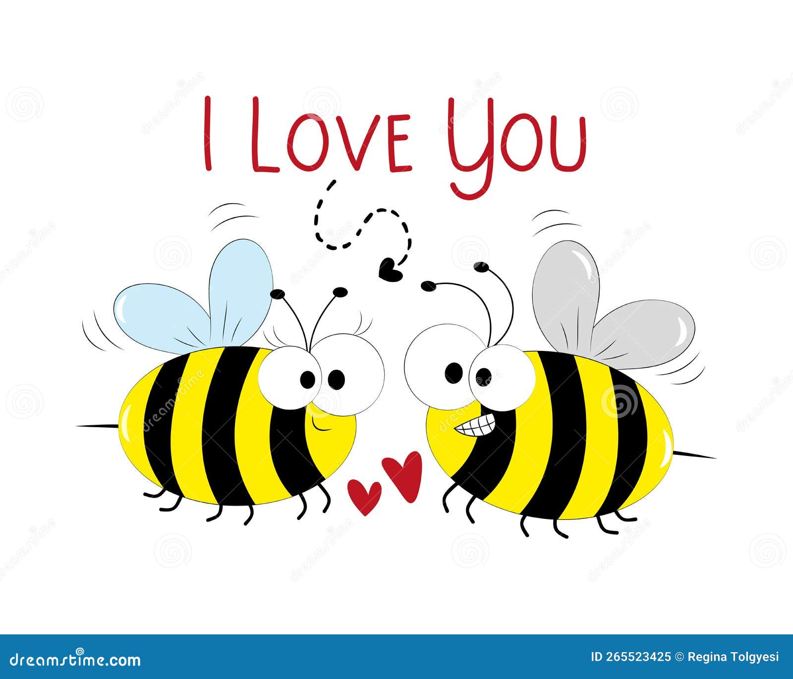 I Love You - Cute Bees, with Hearts. Valentine S Day Decoartion Stock ...