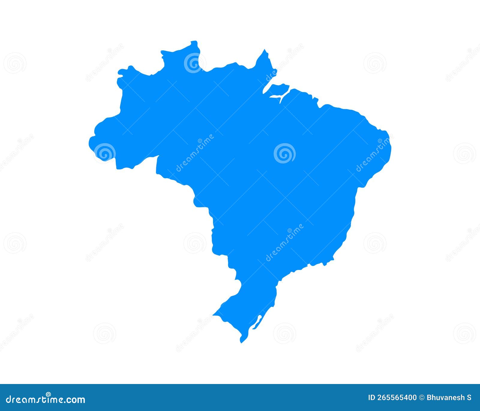 Blue Coloured Map Design on Country Brazil Isolated on White Background ...