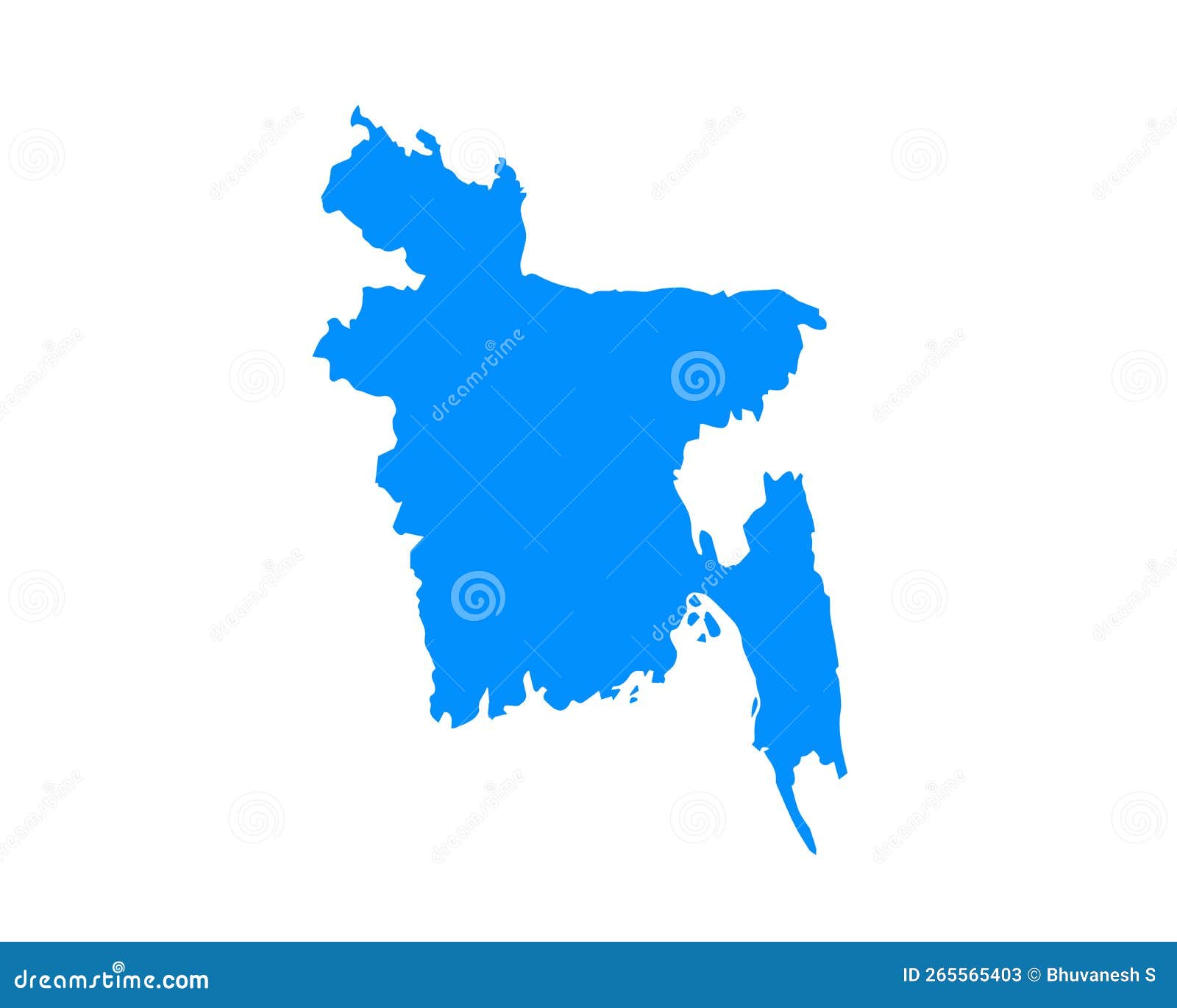 Blue Coloured Map Design on Country Bangladesh Isolated on White ...