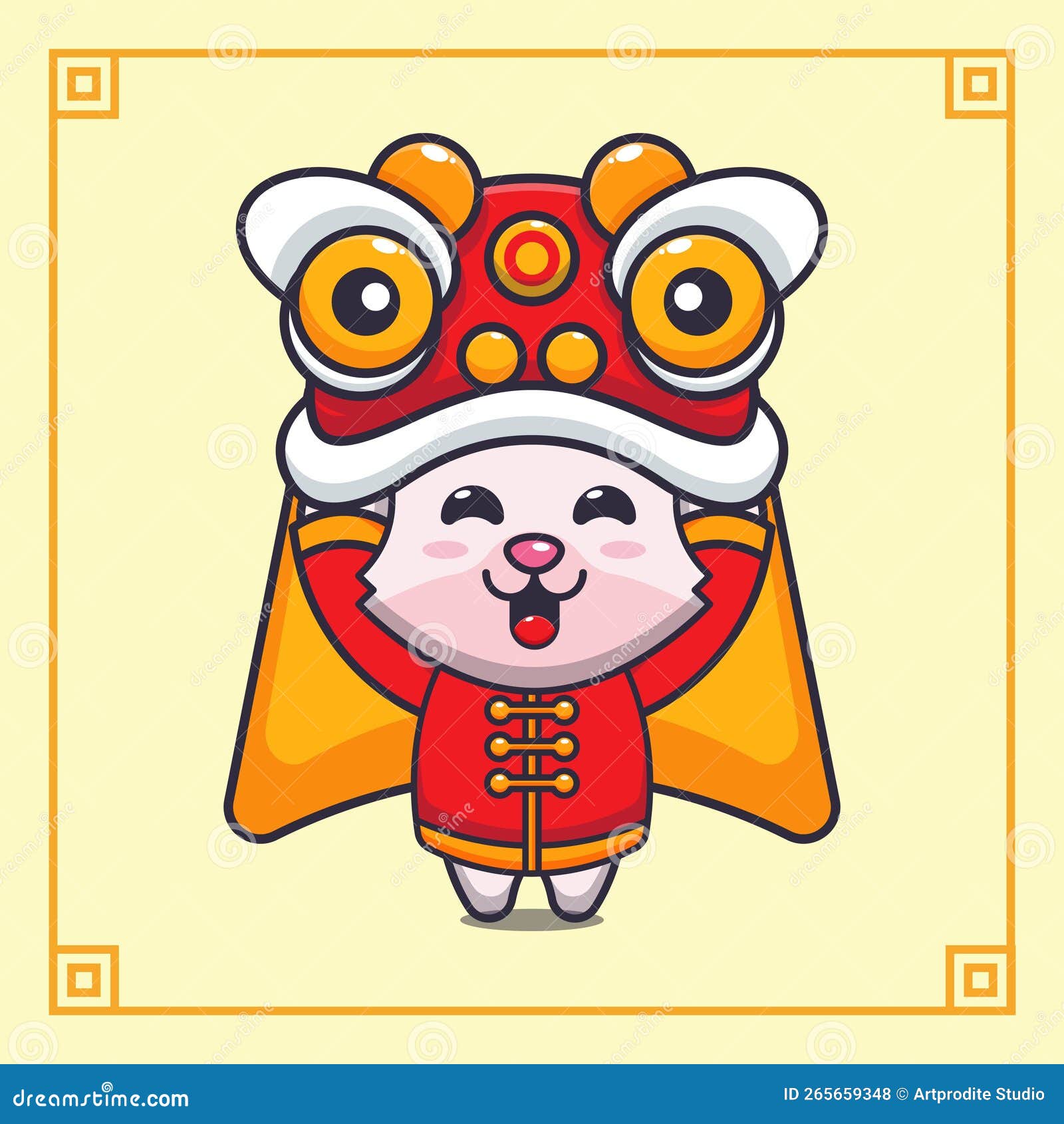 Cute Rabbit in Chinese New Year Cartoon Vector Illustration. Stock ...