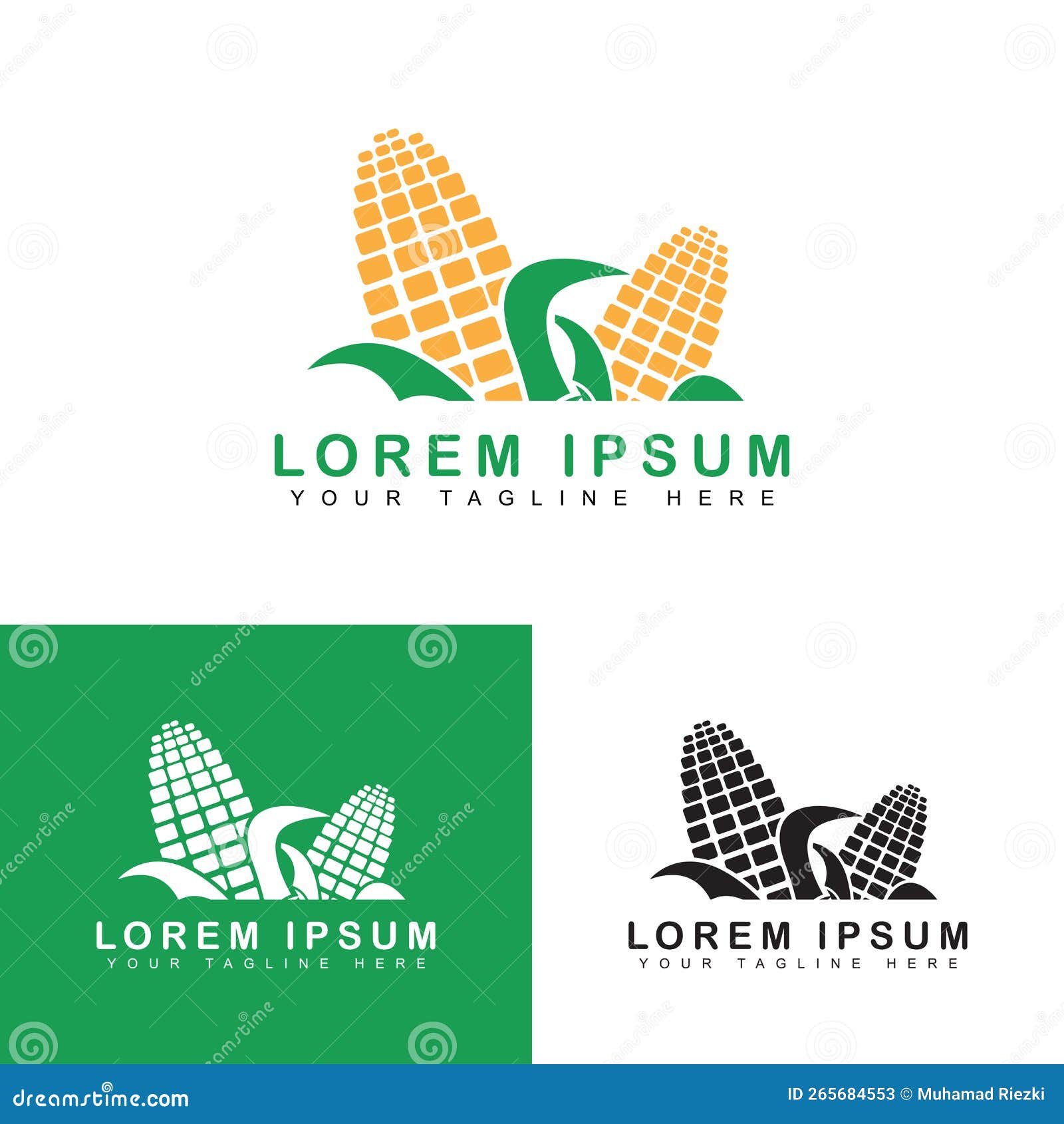 Corn Logo Design Illustration Vector in Flat Style. Corn Farm Icon ...