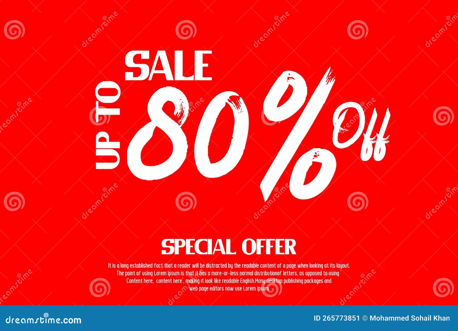 Discount with the Price is 80 Percent Off Brush Typography Red Color ...