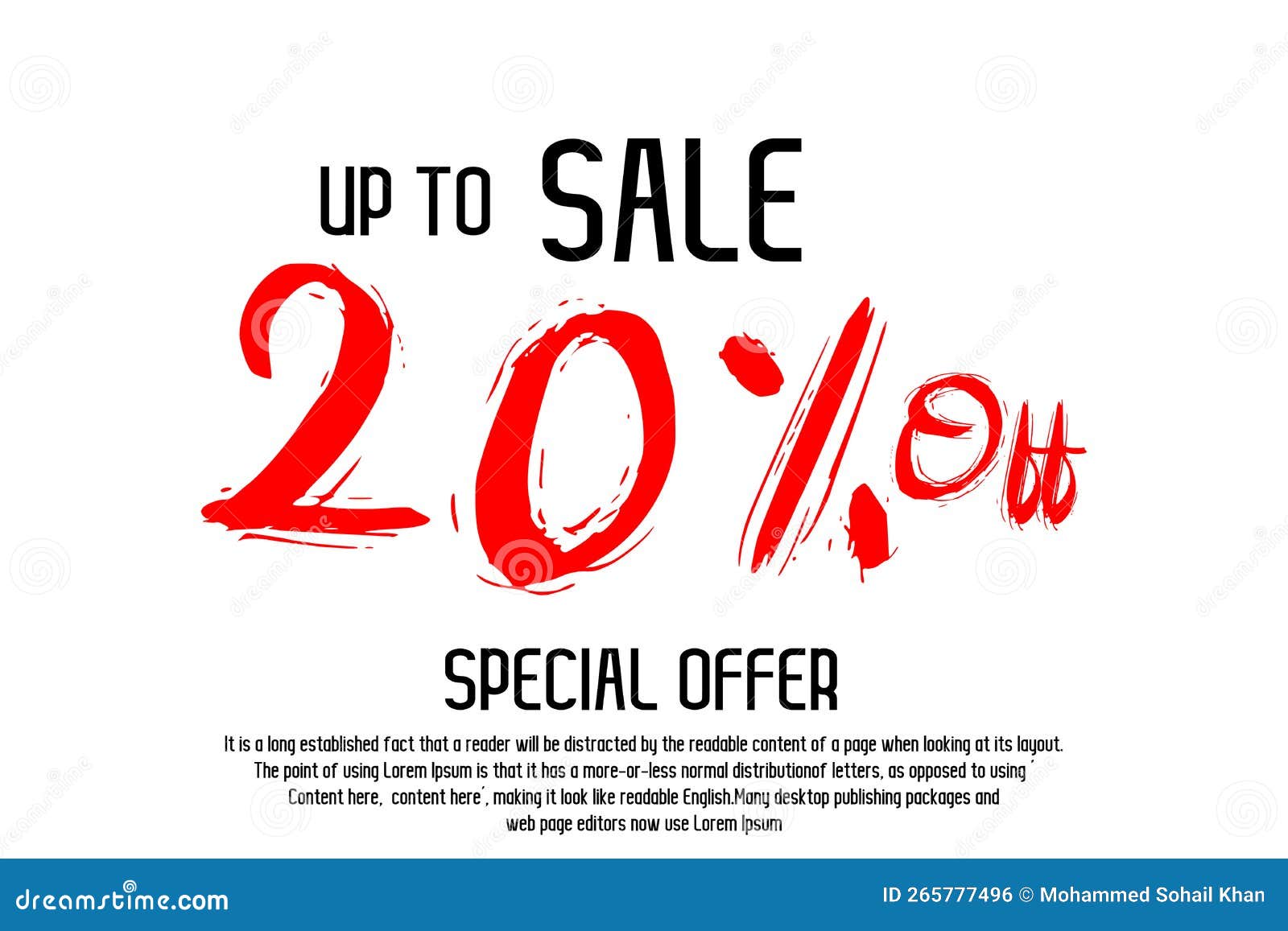 Discount with the Price is 20 Percent Off Red Color Brush Text Stock ...