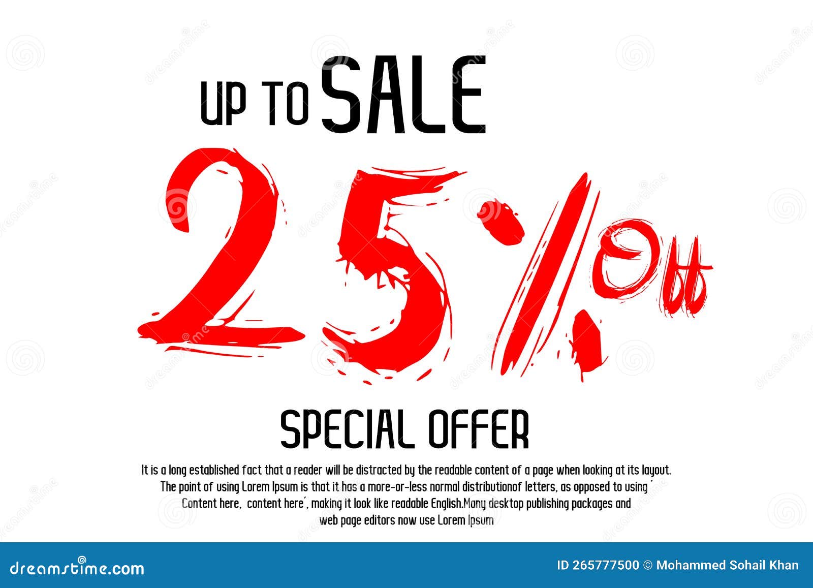 Discount with the Price is 25 Percent Off Red Color Brush Text Stock ...