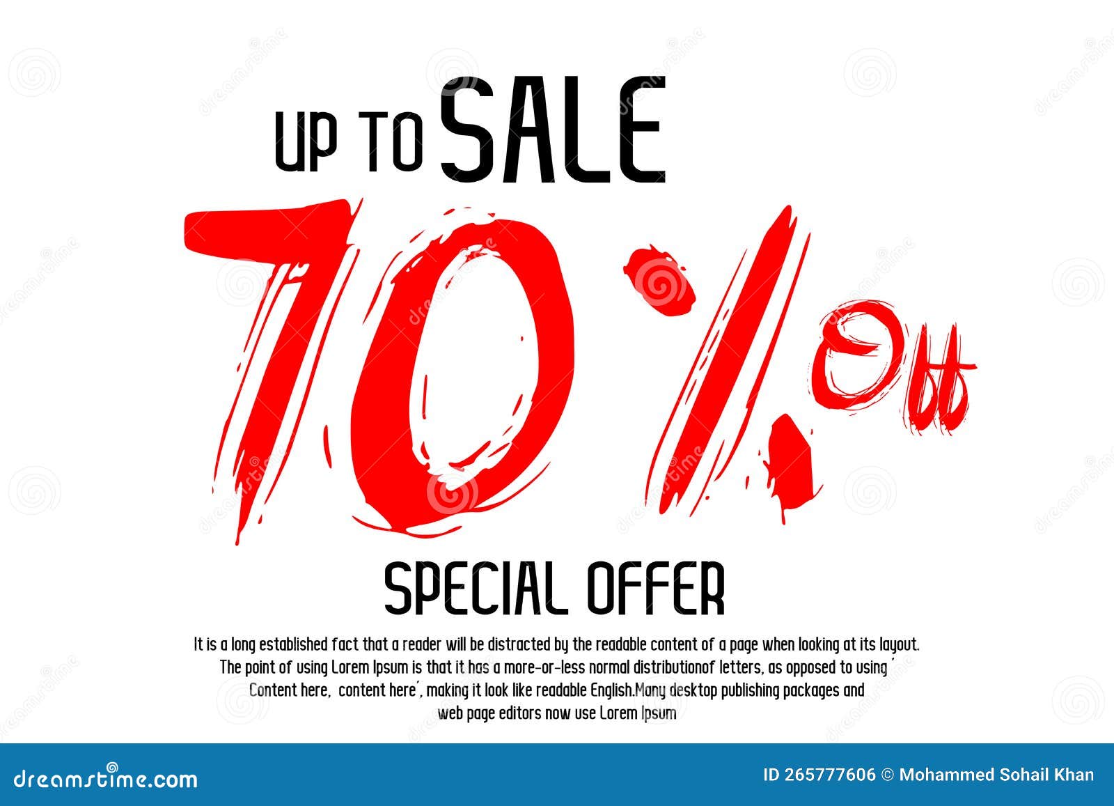 Discount with the Price is 70 Percent Off Red Color Brush Text Stock ...