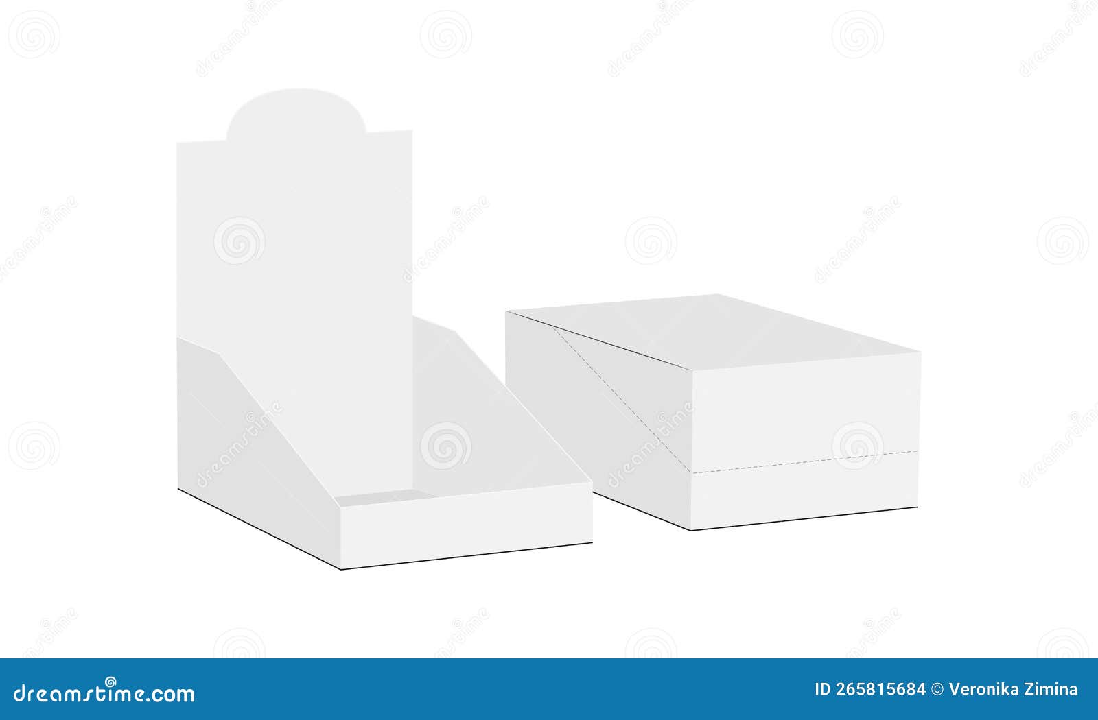 Rectangular Display Box Mockup, Opened and Closed, Isolated on White ...