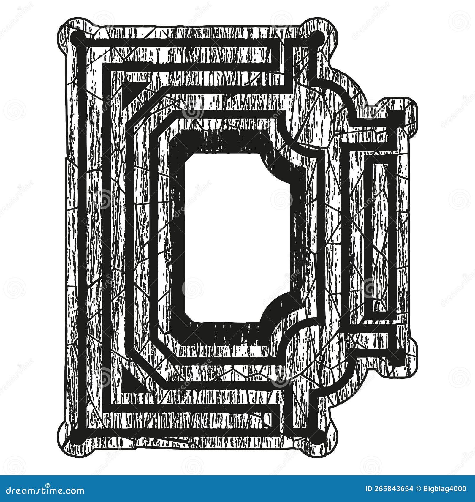 Decorative Ancient Letter on White Background. Art Font Illustration ...