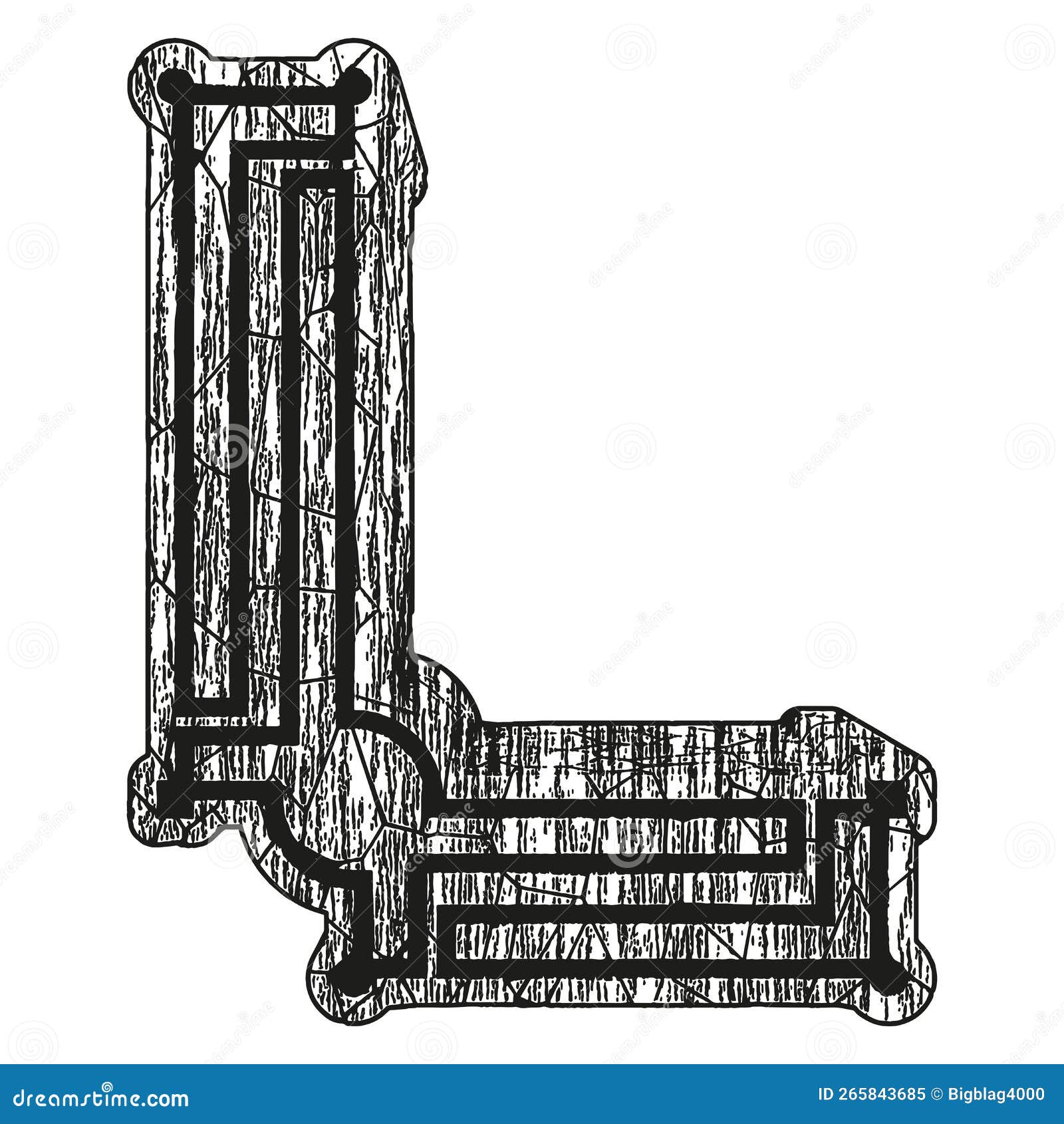 Decorative Ancient Letter on White Background. Art Font Illustration ...